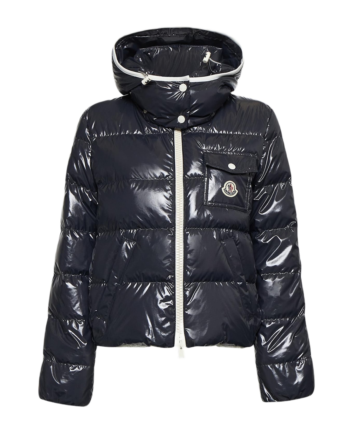 Moncler Blue Andro Short Hooded Down Jacket | italist, ALWAYS LIKE A SALE