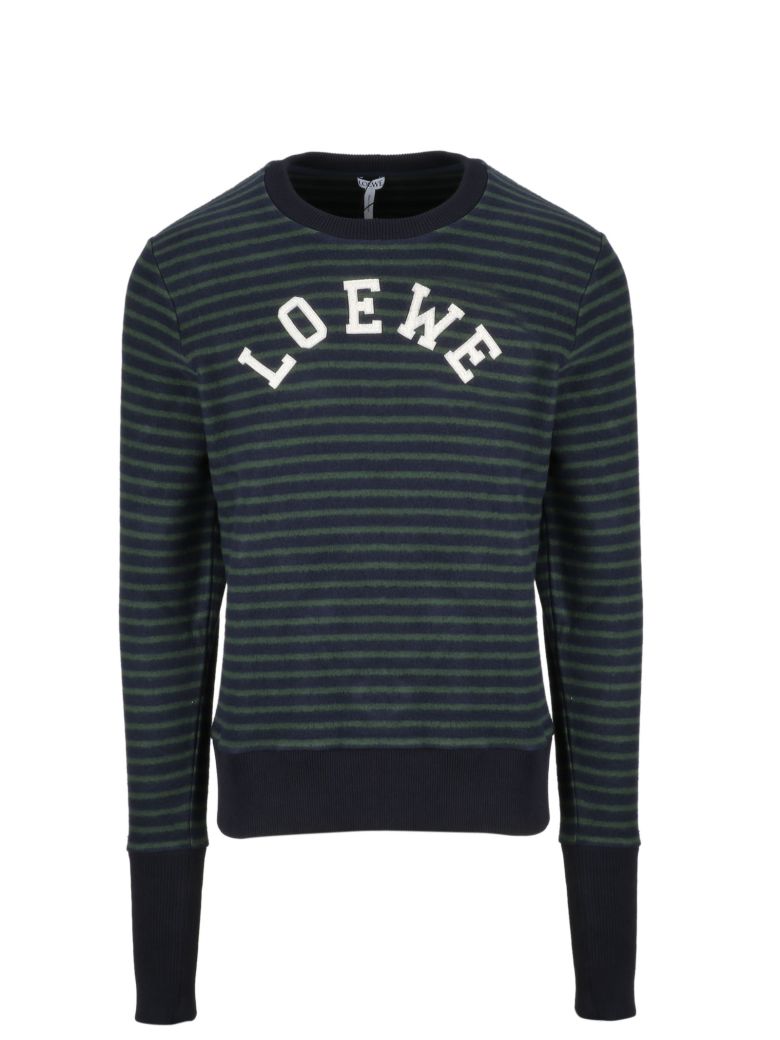 Loewe Loewe Logo Striped Sweatshirt - Navy Blue Green - 10746605 | italist