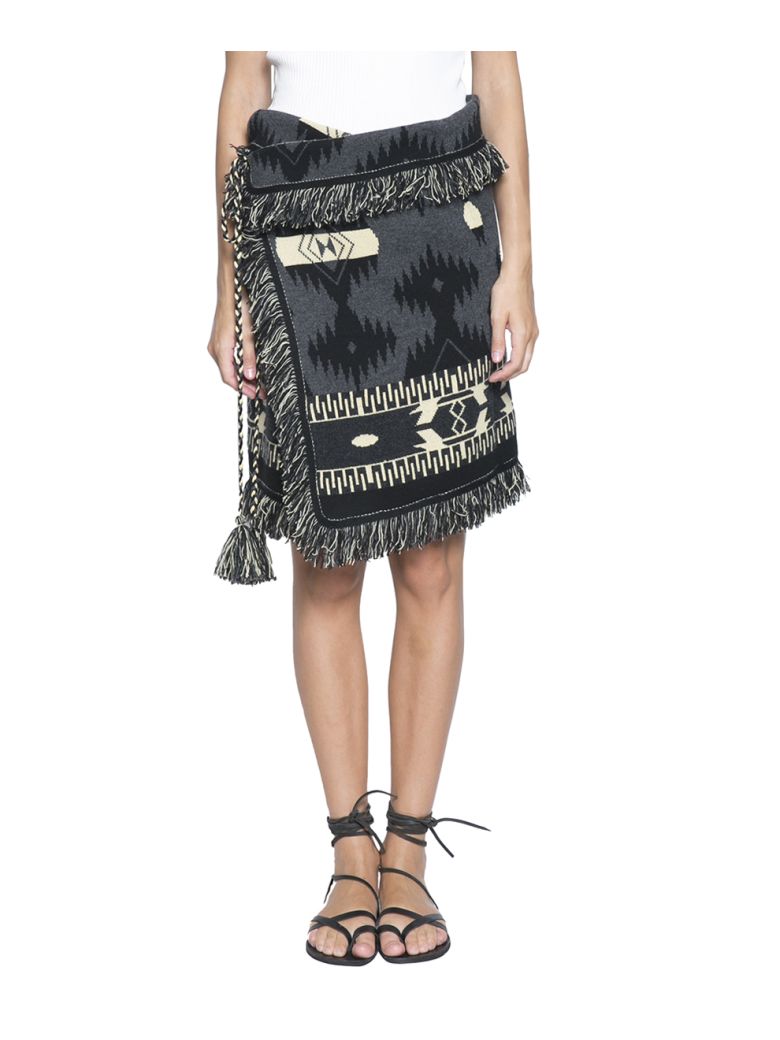 Alanui Alanui Fringed Cashmere Wrap Skirt - Grigio - 10155579 | italist