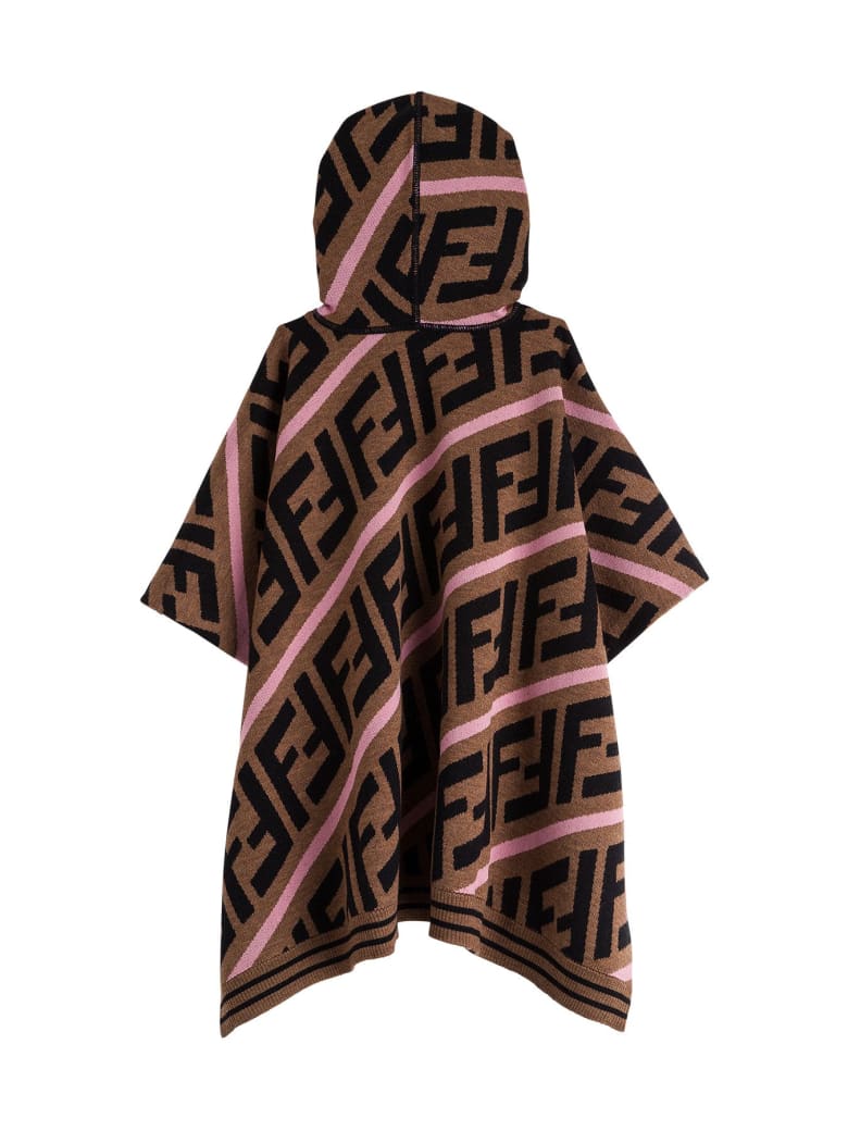 Fendi Ff Diagonal Hooded Cape In Cotton Blend | italist