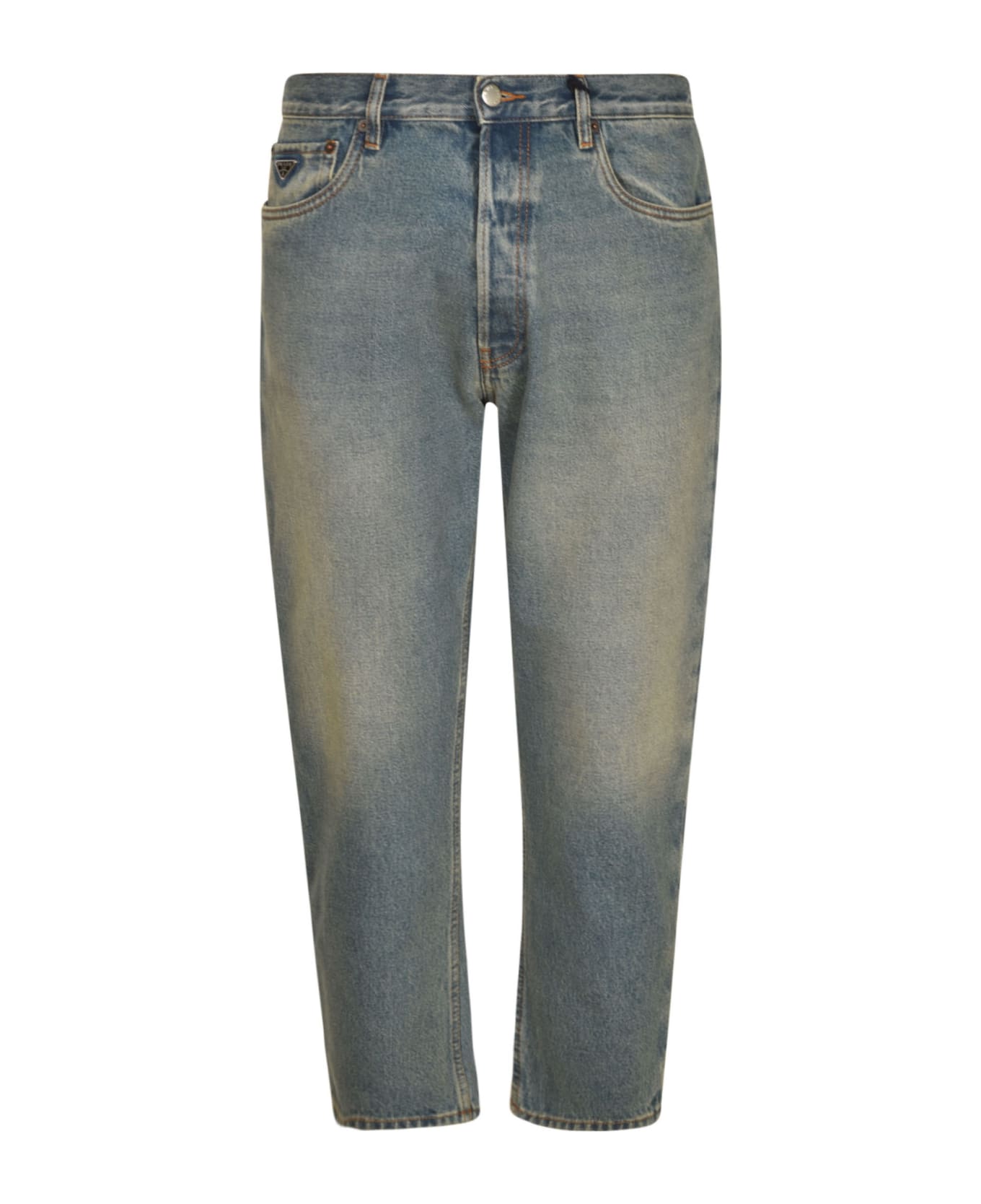 Prada 5 Pockets Logo Patch Jeans | italist