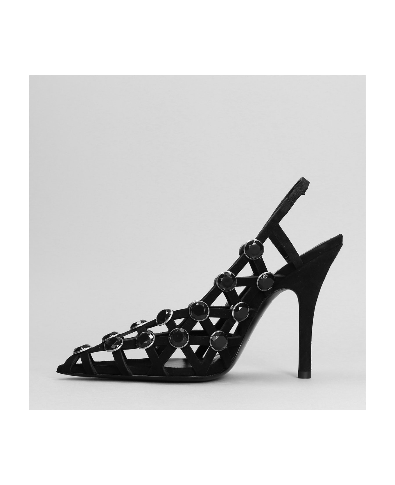 The Attico Grid Sandals In Black Suede | italist