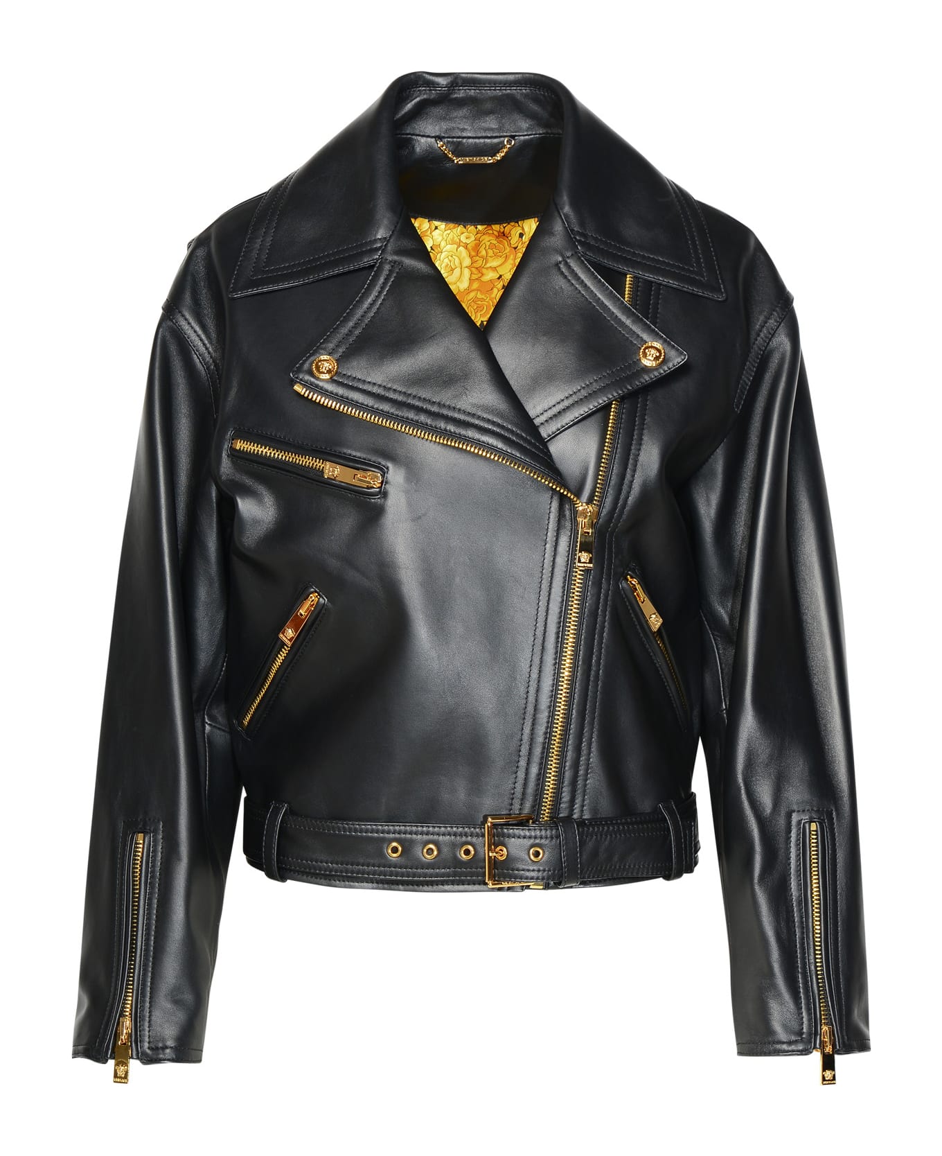 Versace Black Lambskin Jacket | italist