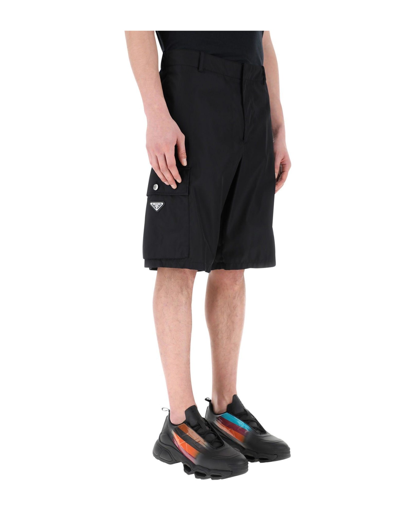 Prada Black Re-nylon Bermuda Shorts | italist
