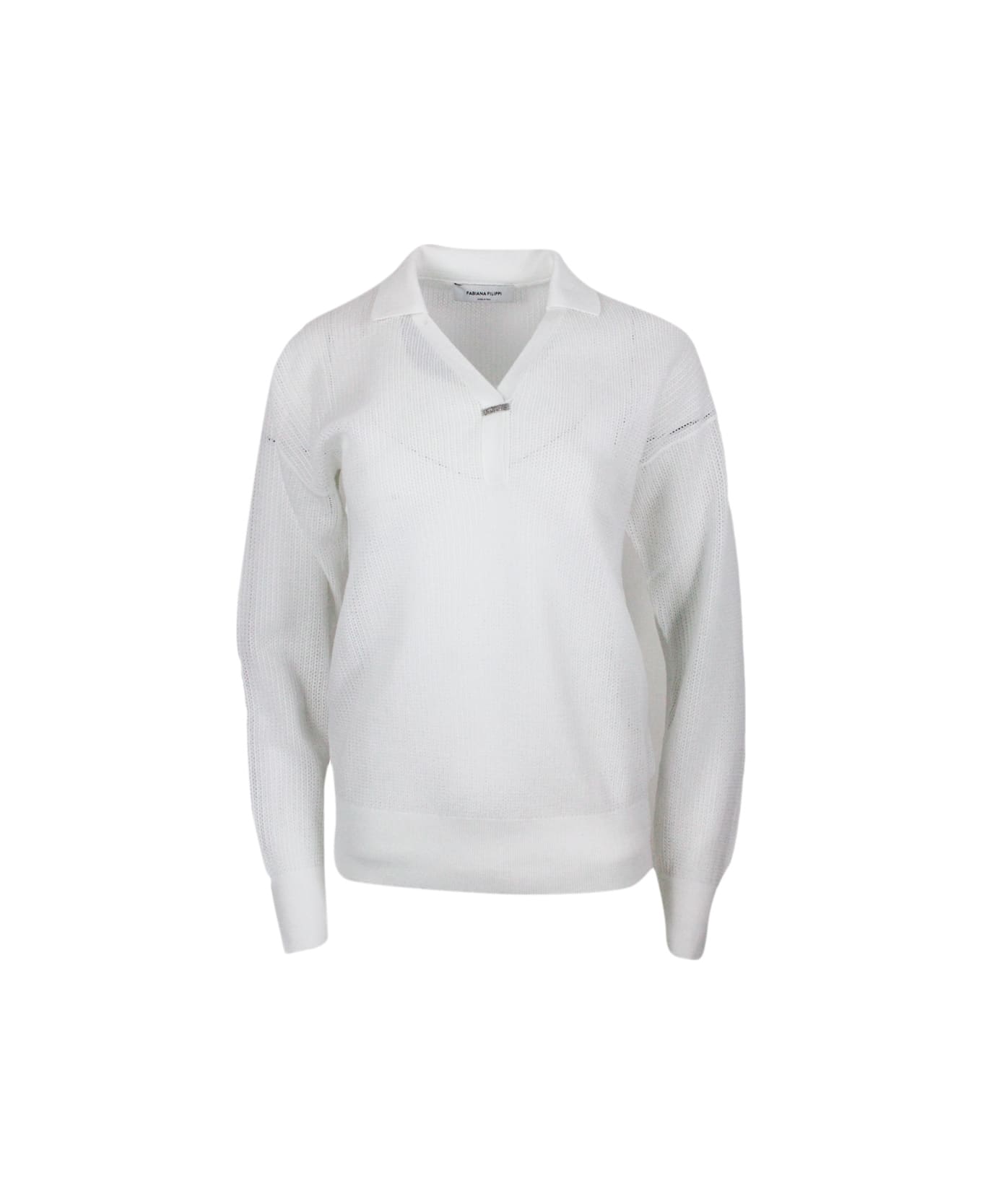 Fabiana Filippi Long-sleeved Cotton Sweater With Shirt Collar | italist ...