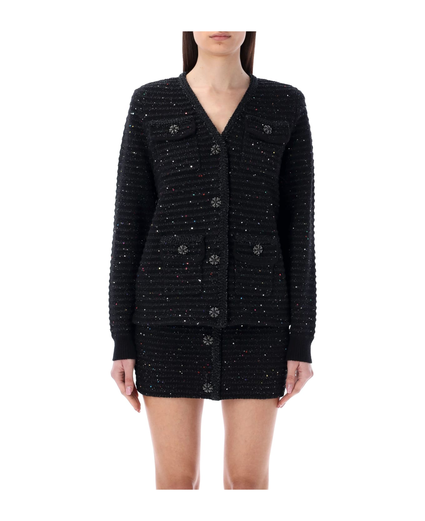 self-portrait Sequin Knit Cardigan | italist