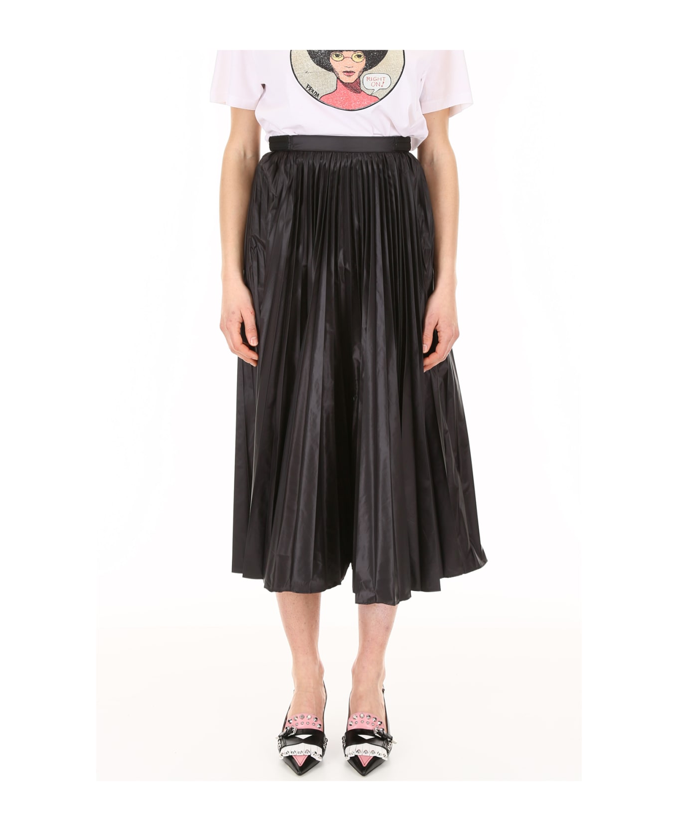 Prada Linea Rossa Pleated Nylon Skirt | italist
