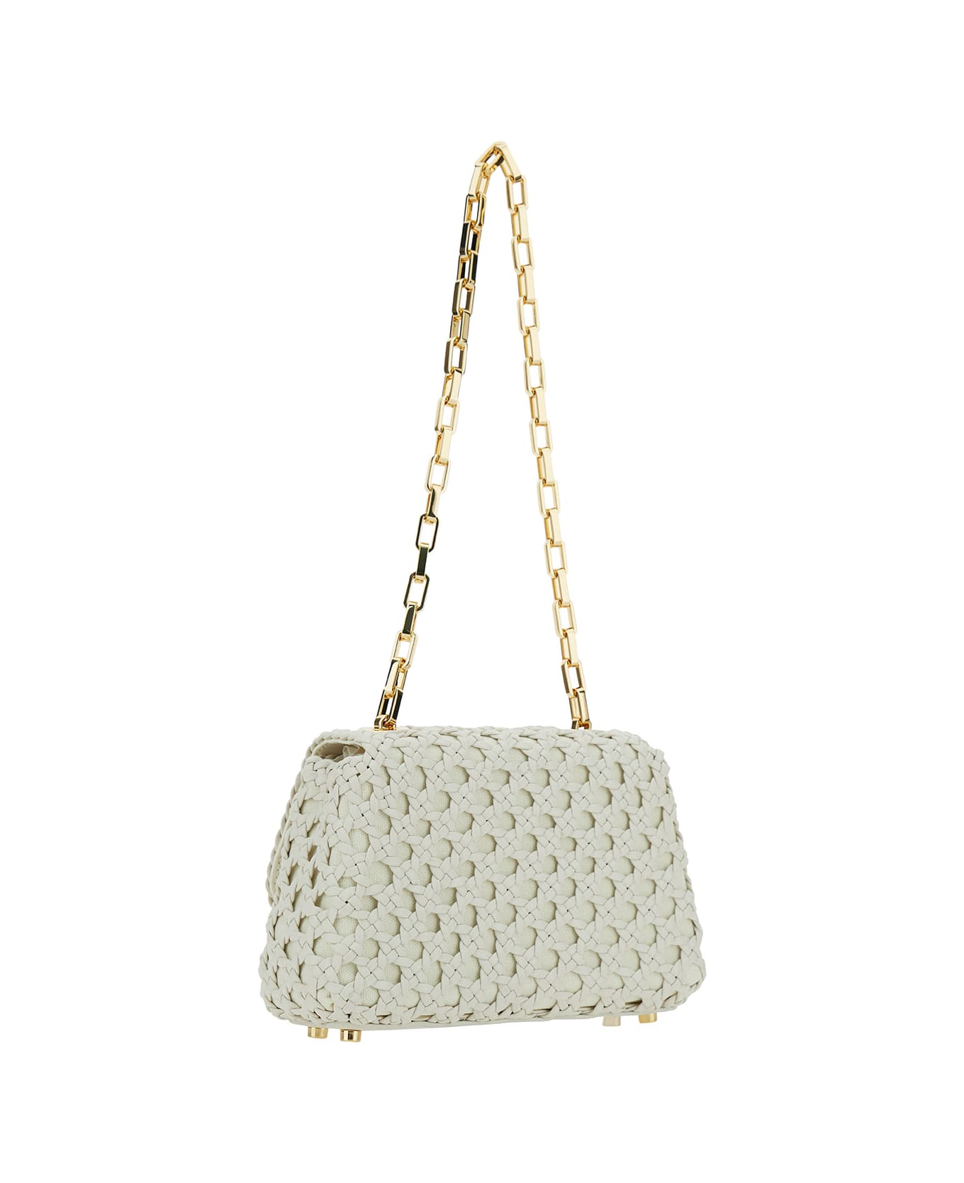self-portrait Cream Shoulder Bag With Bow Detail And Crystals In Woven ...