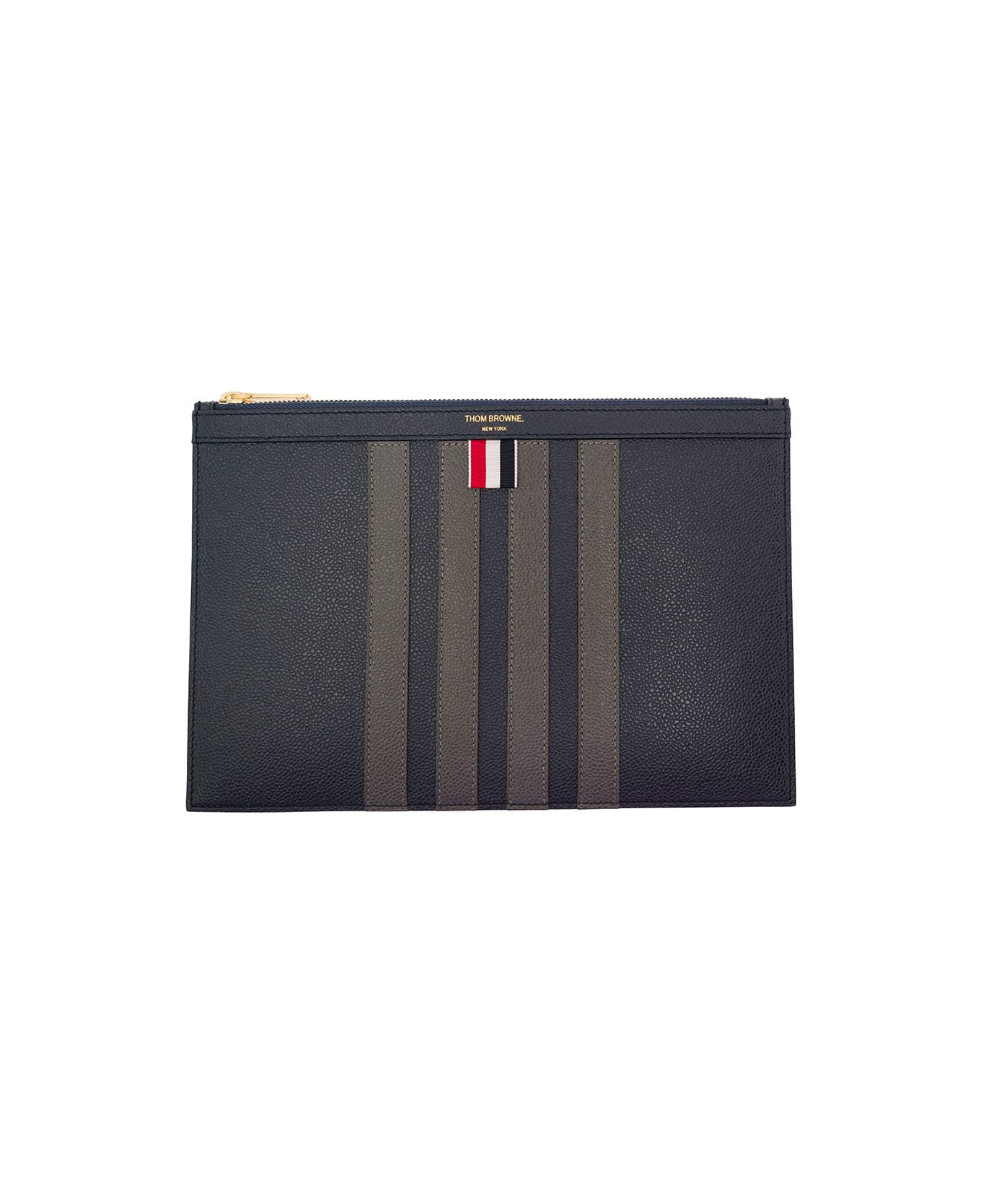 Thom Browne Small Document Holder W/ 4 Bar In Pebble Grain Leather ...