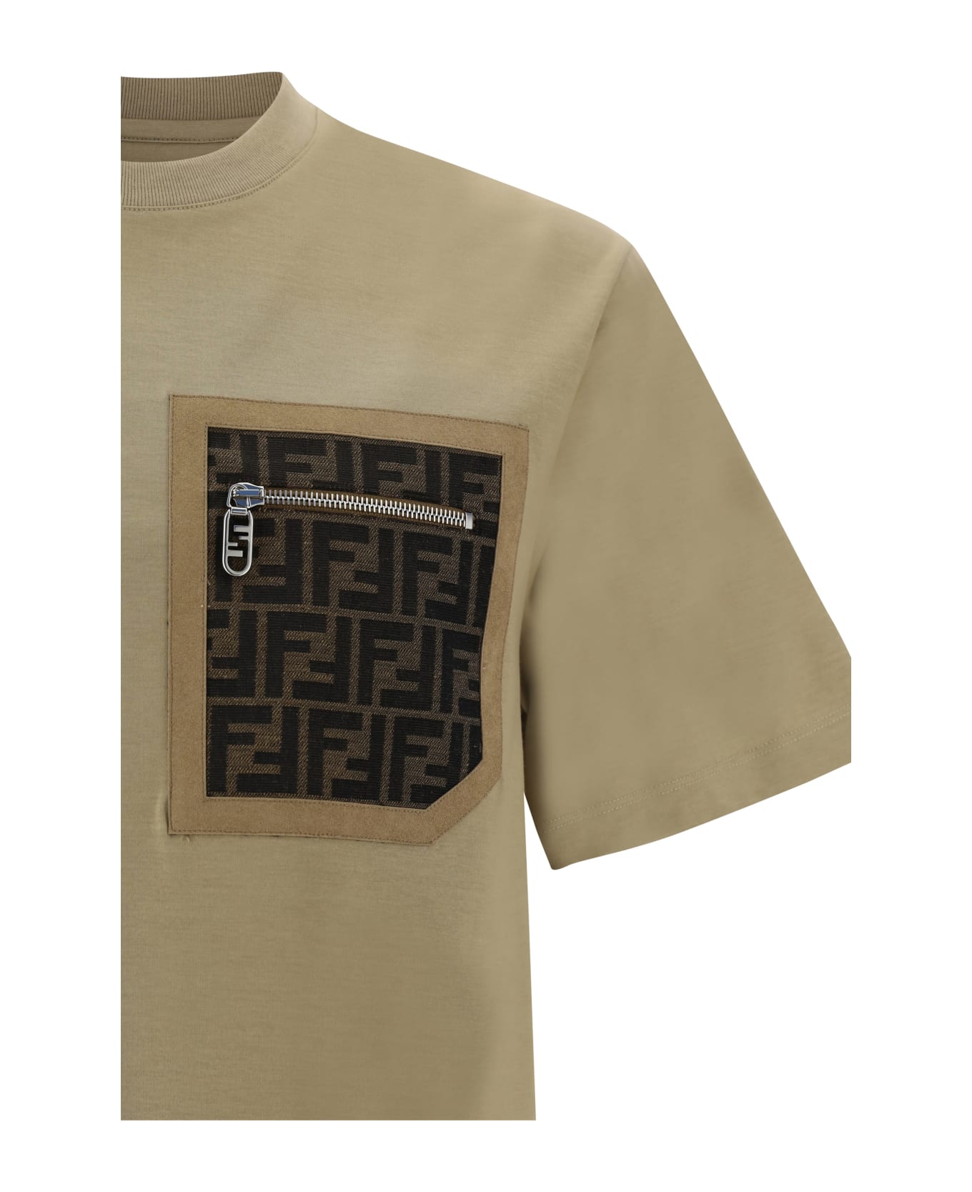 Fendi Crew-neck T-shirt With Ff Jacquard Insert Pocket | italist ...