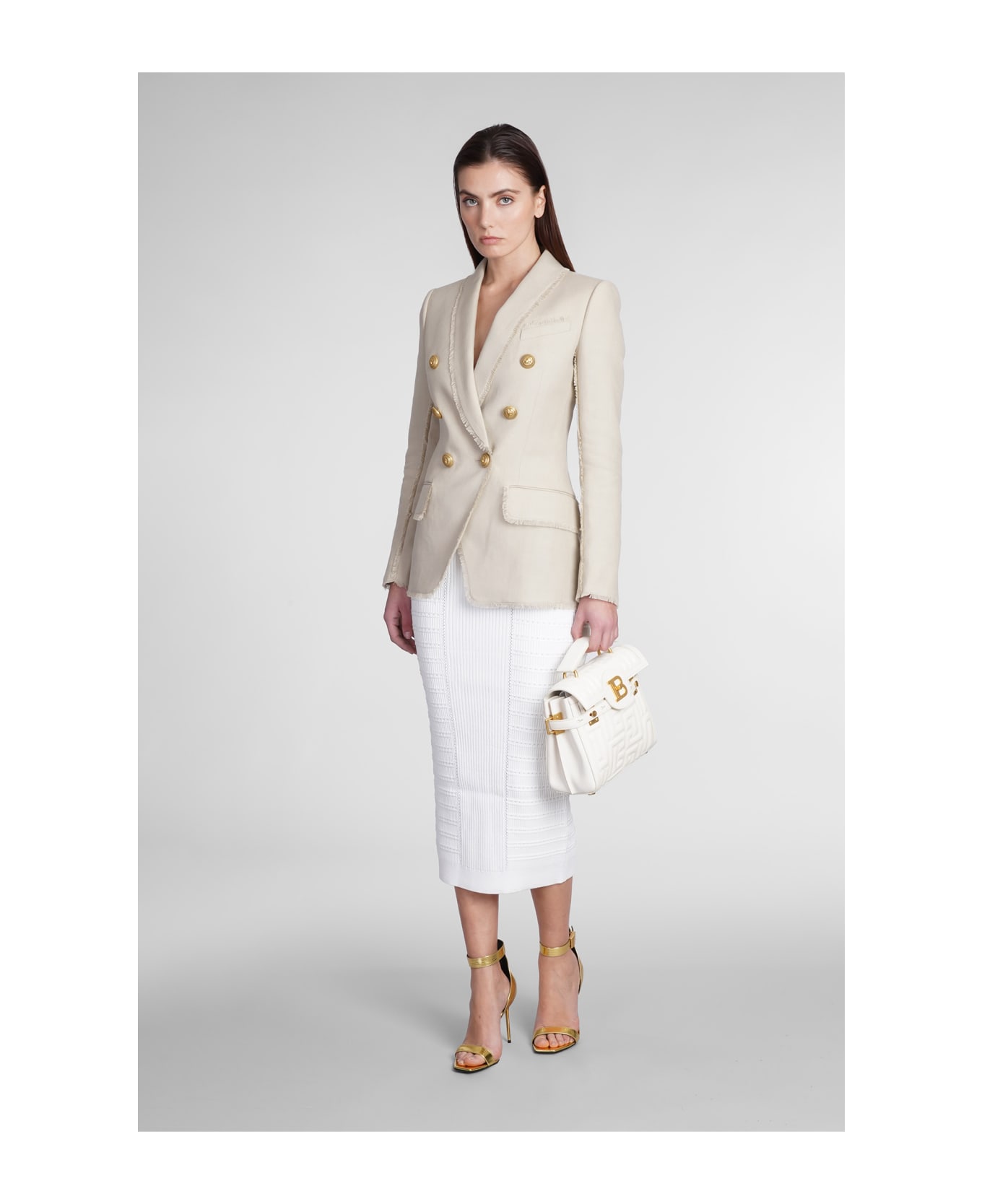 Balmain Classic Jacket In Beige Linen | italist