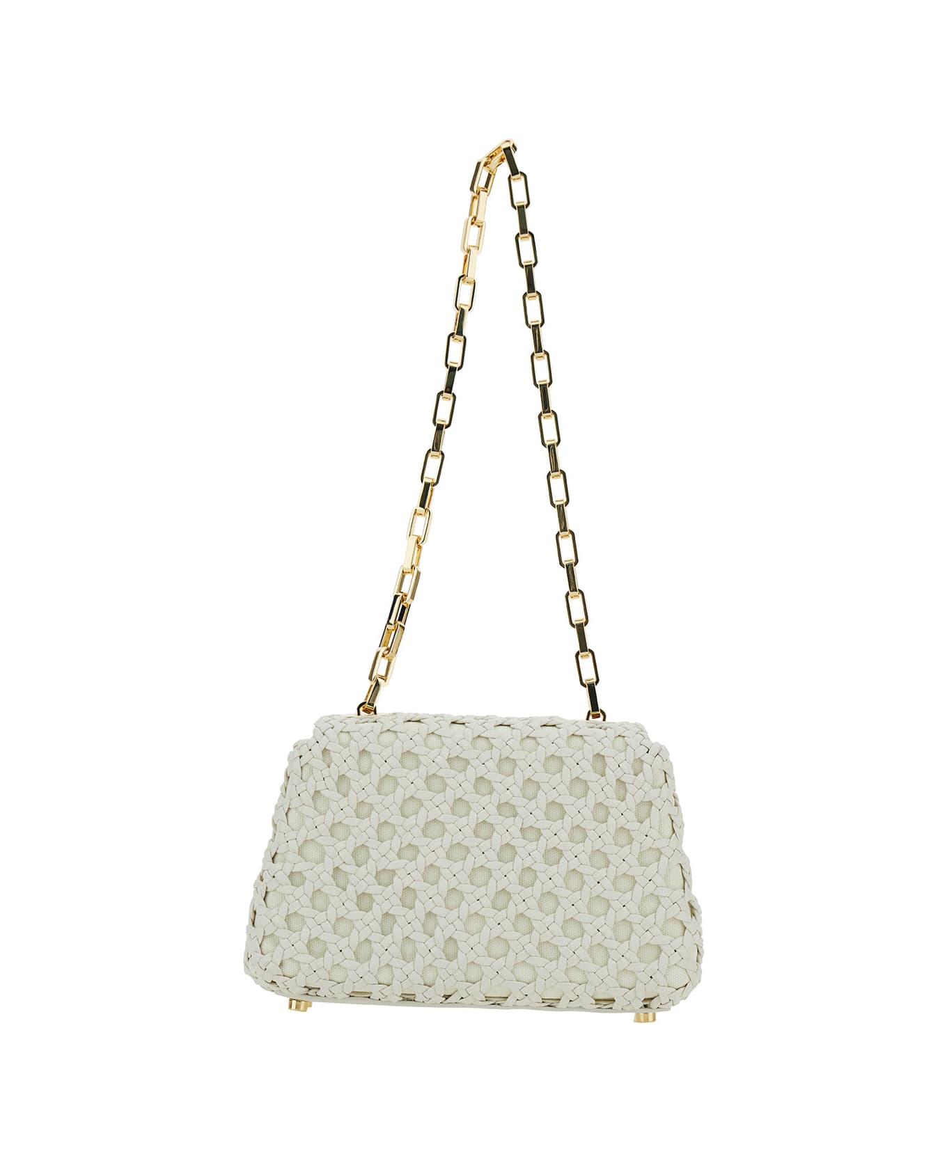 self-portrait Cream Shoulder Bag With Bow Detail And Crystals In Woven ...