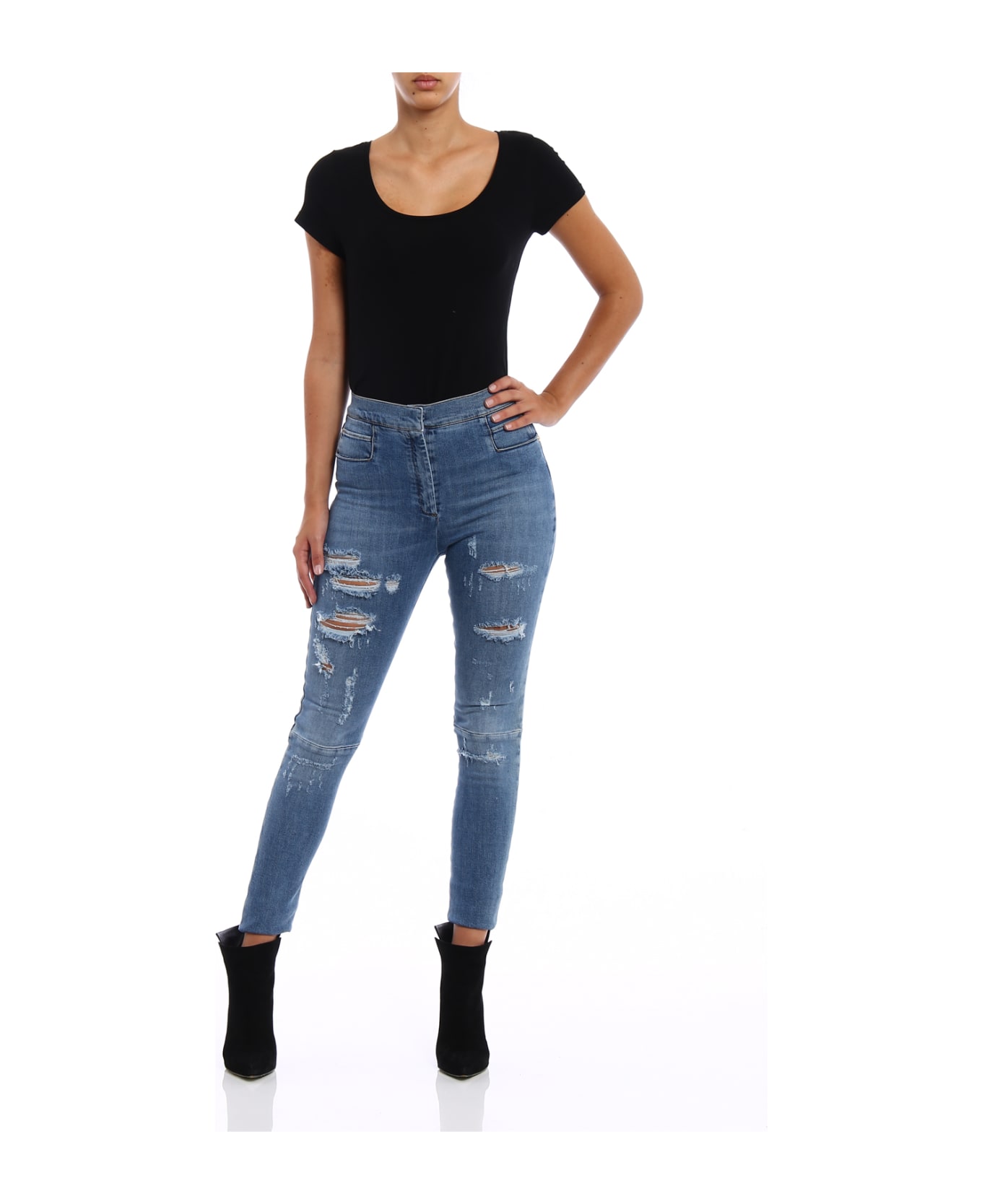 Balmain Ripped High Waisted Skinny Jeans | italist