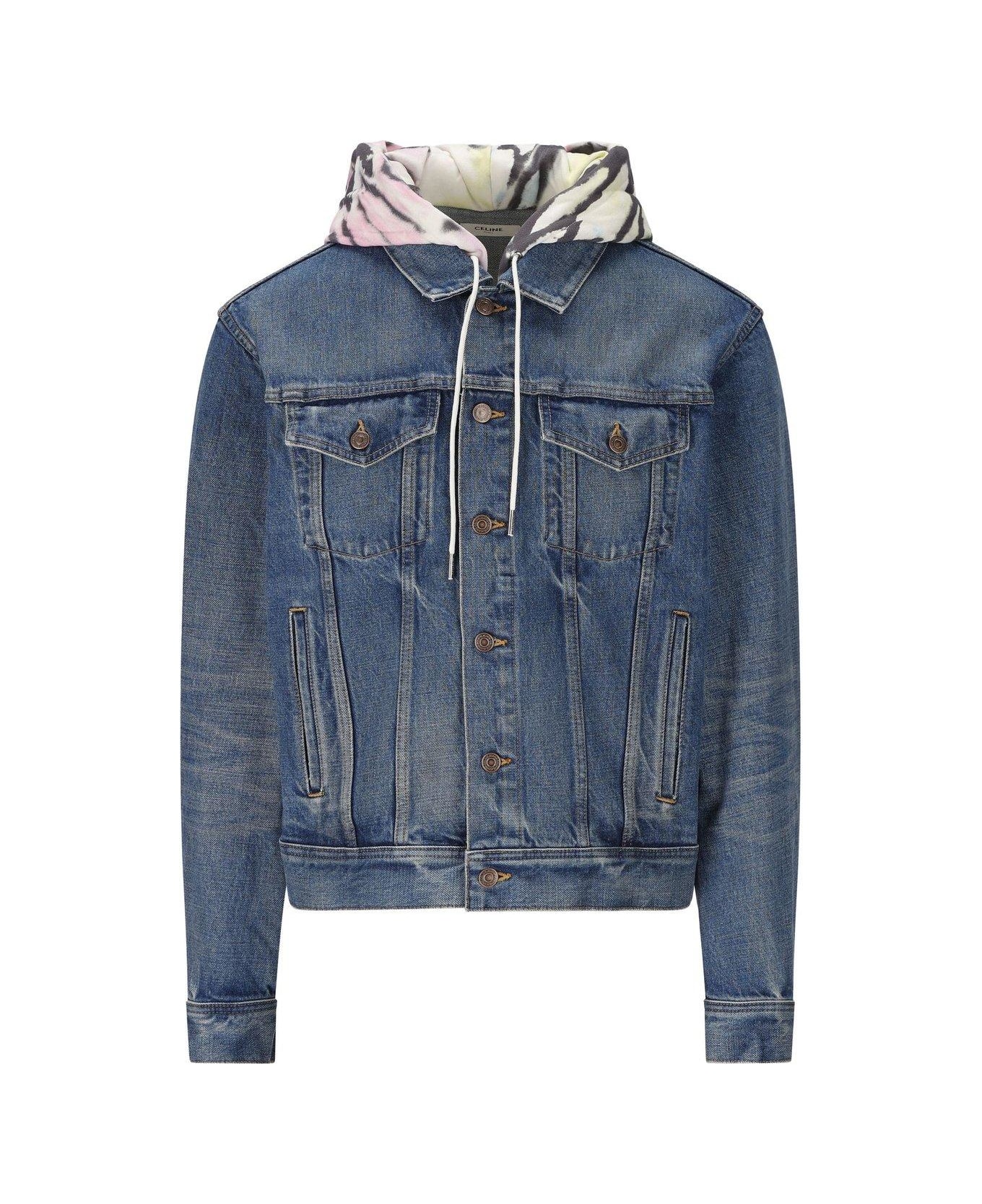 Celine Double Layered Hooded Denim Jacket | italist, ALWAYS LIKE A SALE