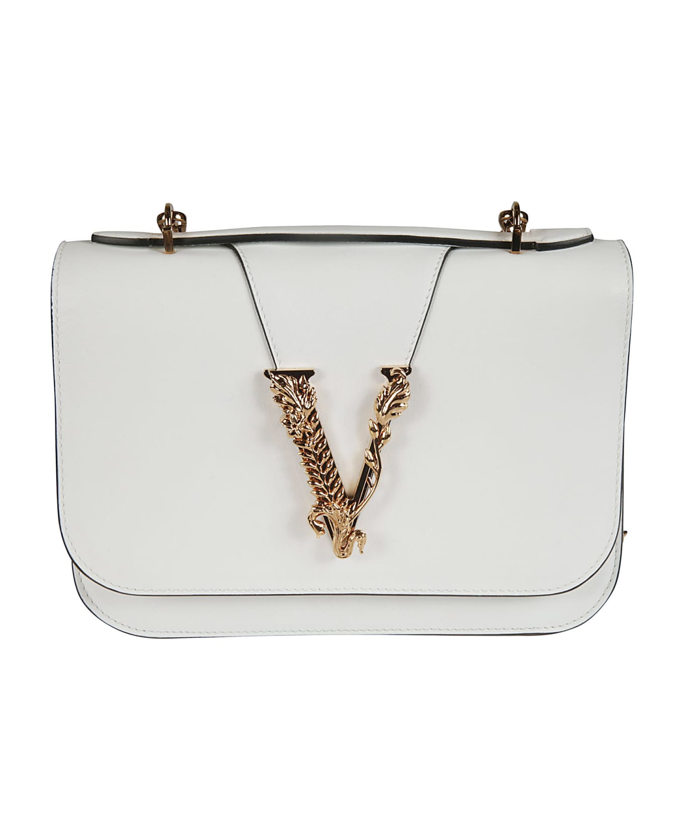 Versace V Logo Plaque Chain Shoulder Bag | italist