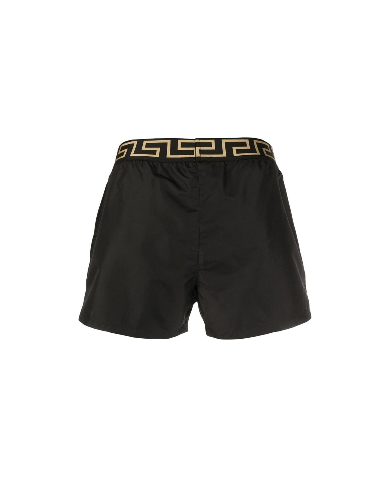 Versace Black Swim Trunks With Greca And Medusa Head Print On Elastic ...