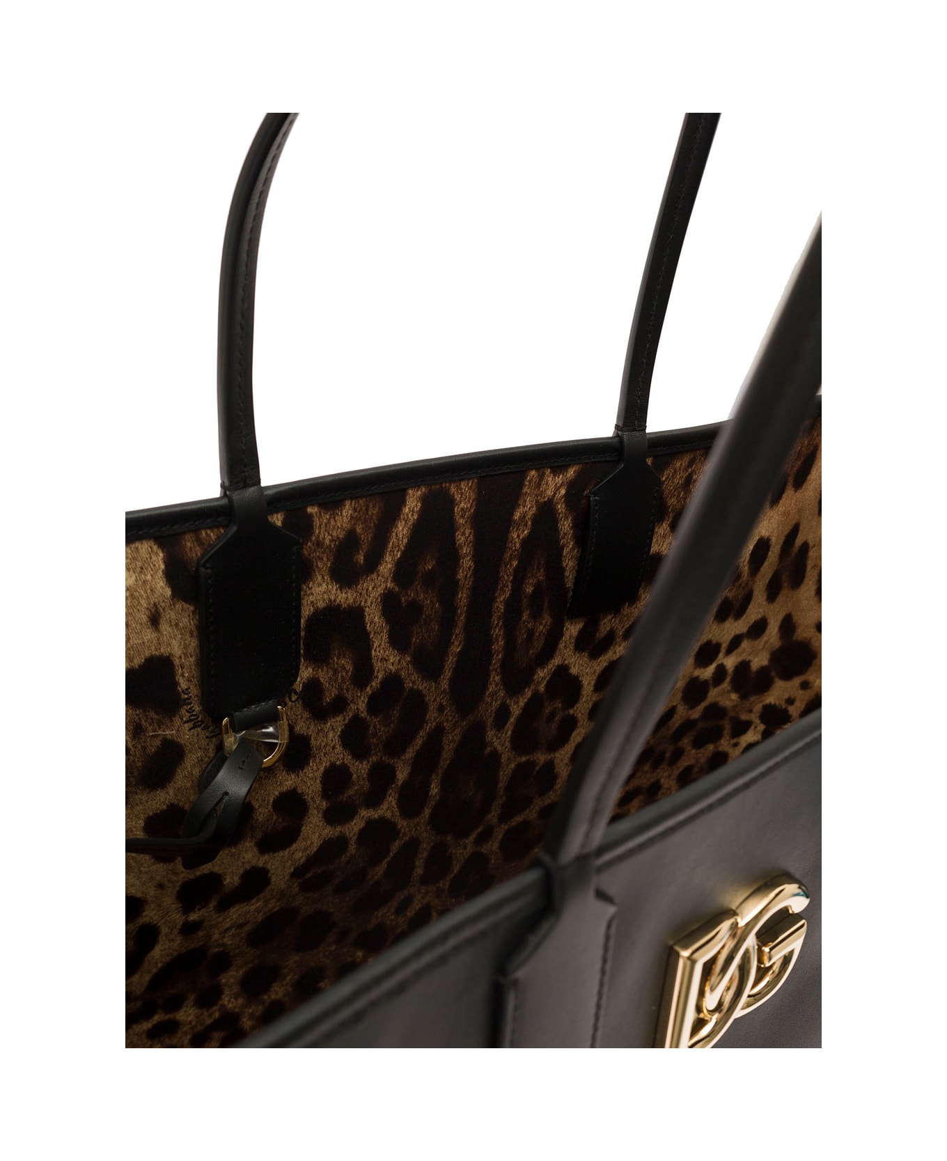 Dolce & Gabbana 'big Fefè' Black Shoulder Bag With Dg Logo In Smooth ...