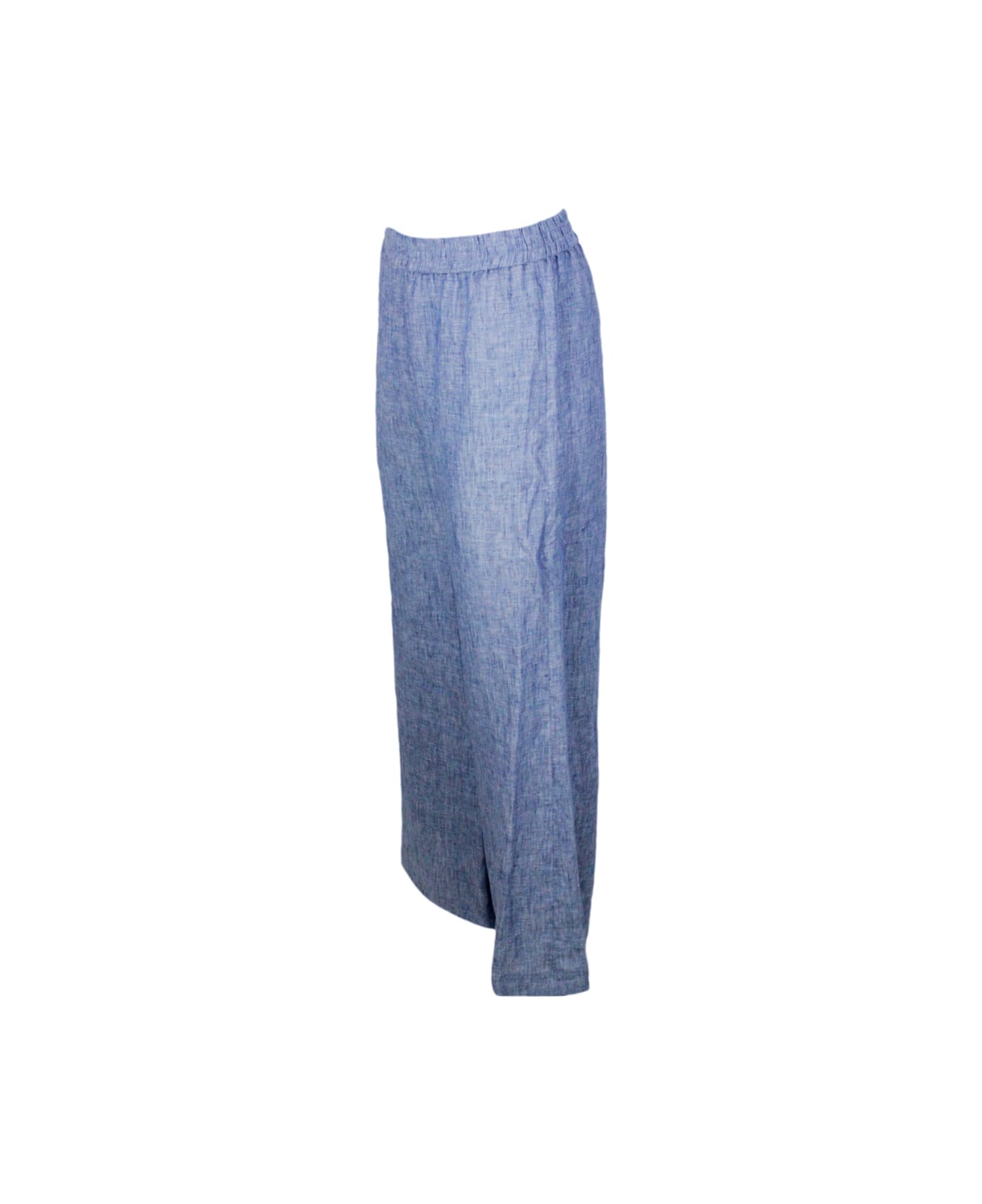 Fabiana Filippi Light Linen Trousers With Elastic Waist And Wide Leg