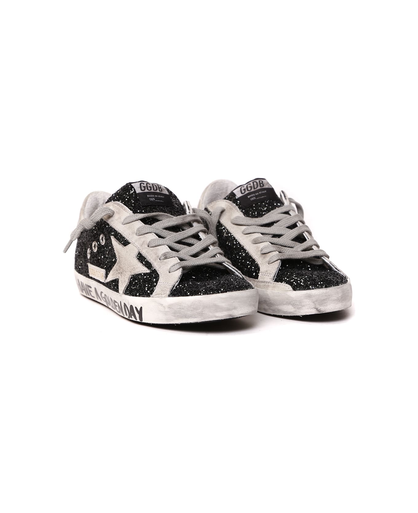 Golden Goose Black Glitter Superstar Blended Fiber Sneaker | italist ...