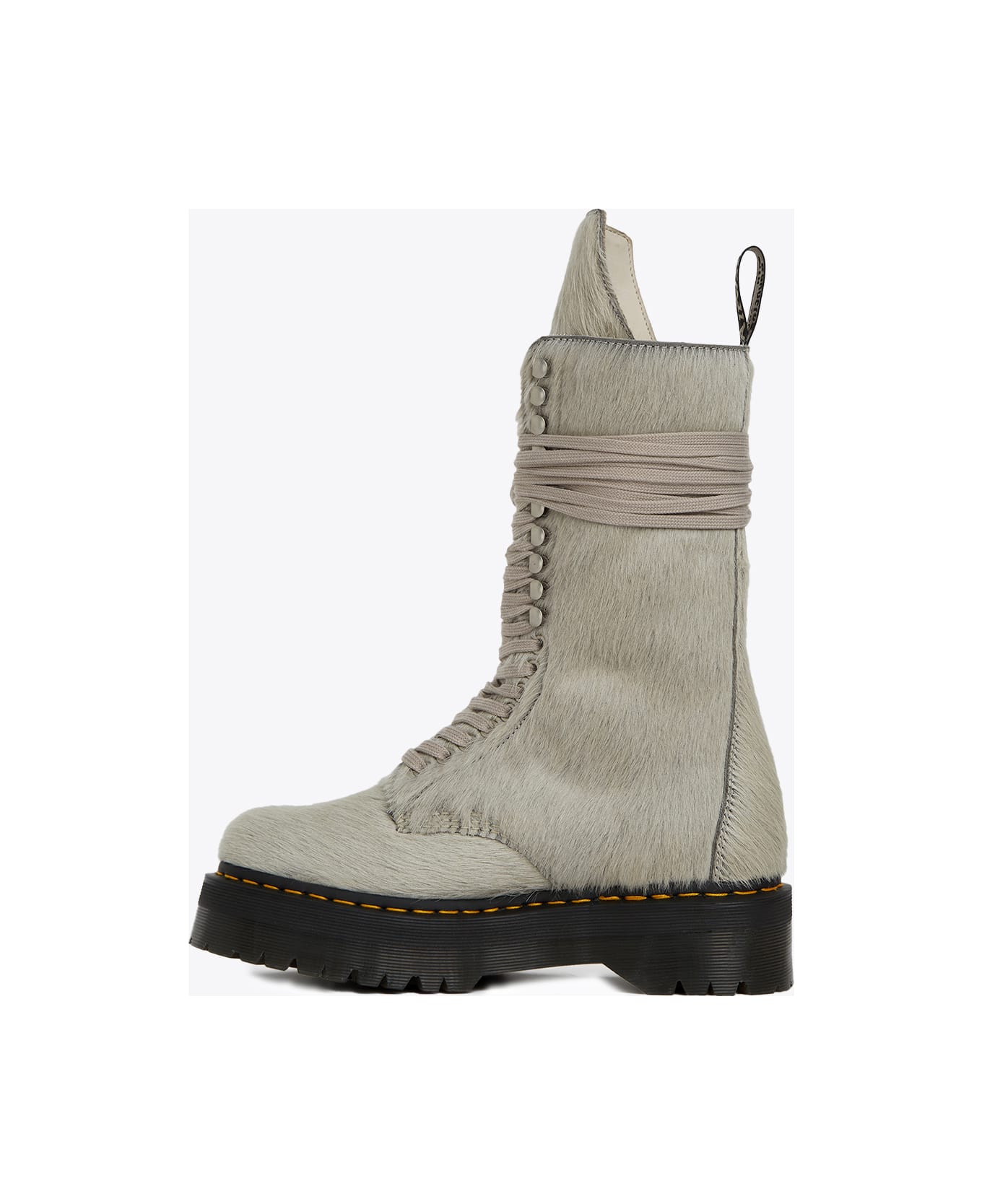 Rick Owens x Dr. Martens Quad Sole Calf Length Boot Light grey pony ...