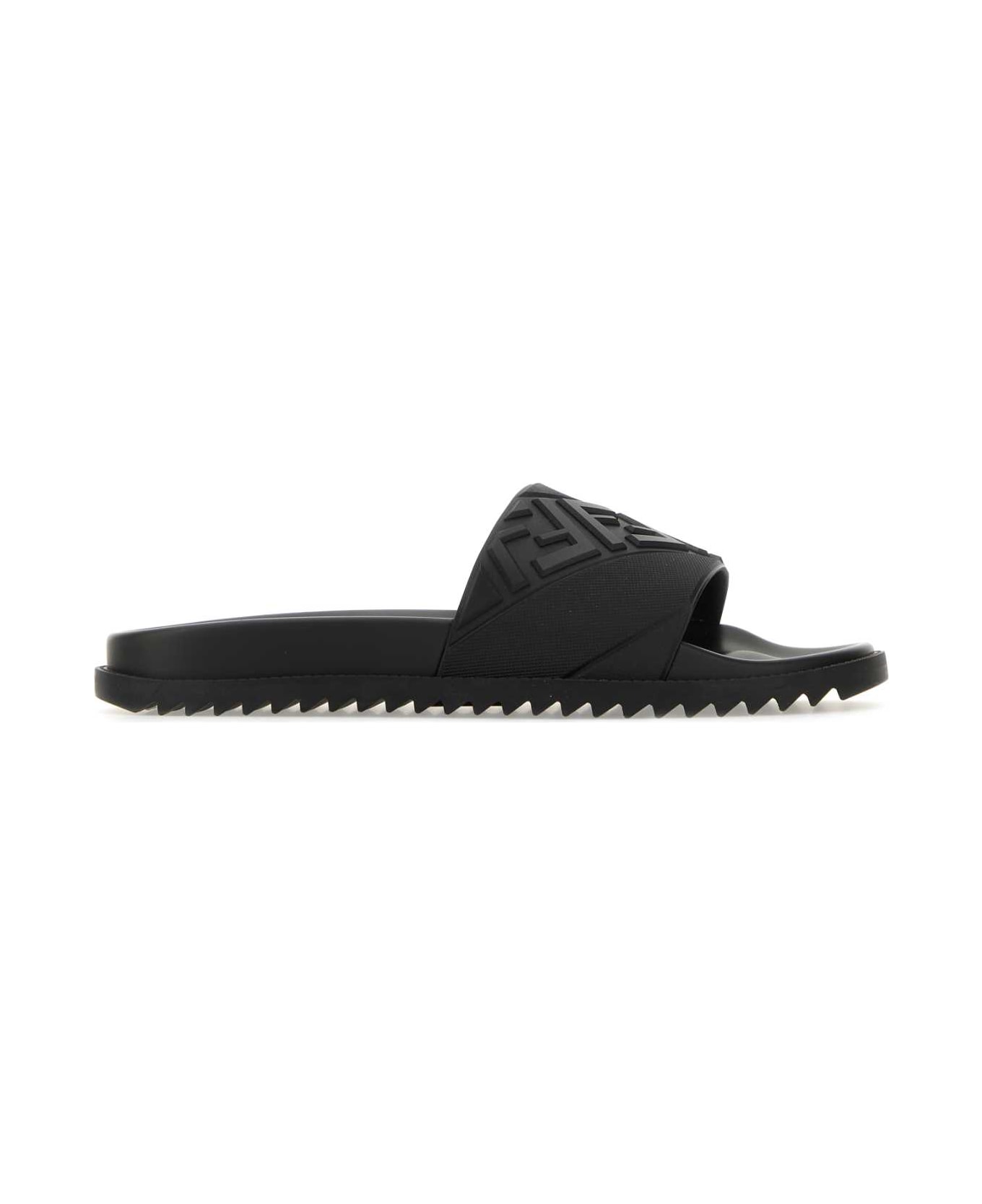 Fendi Black Rubber Slippers | italist
