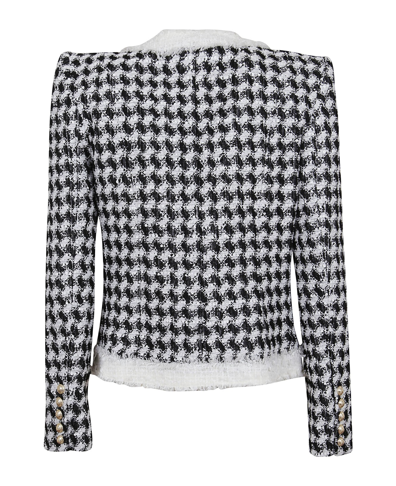 Balmain Collarless Houndstooth Tweed Jacket | italist, ALWAYS LIKE A SALE
