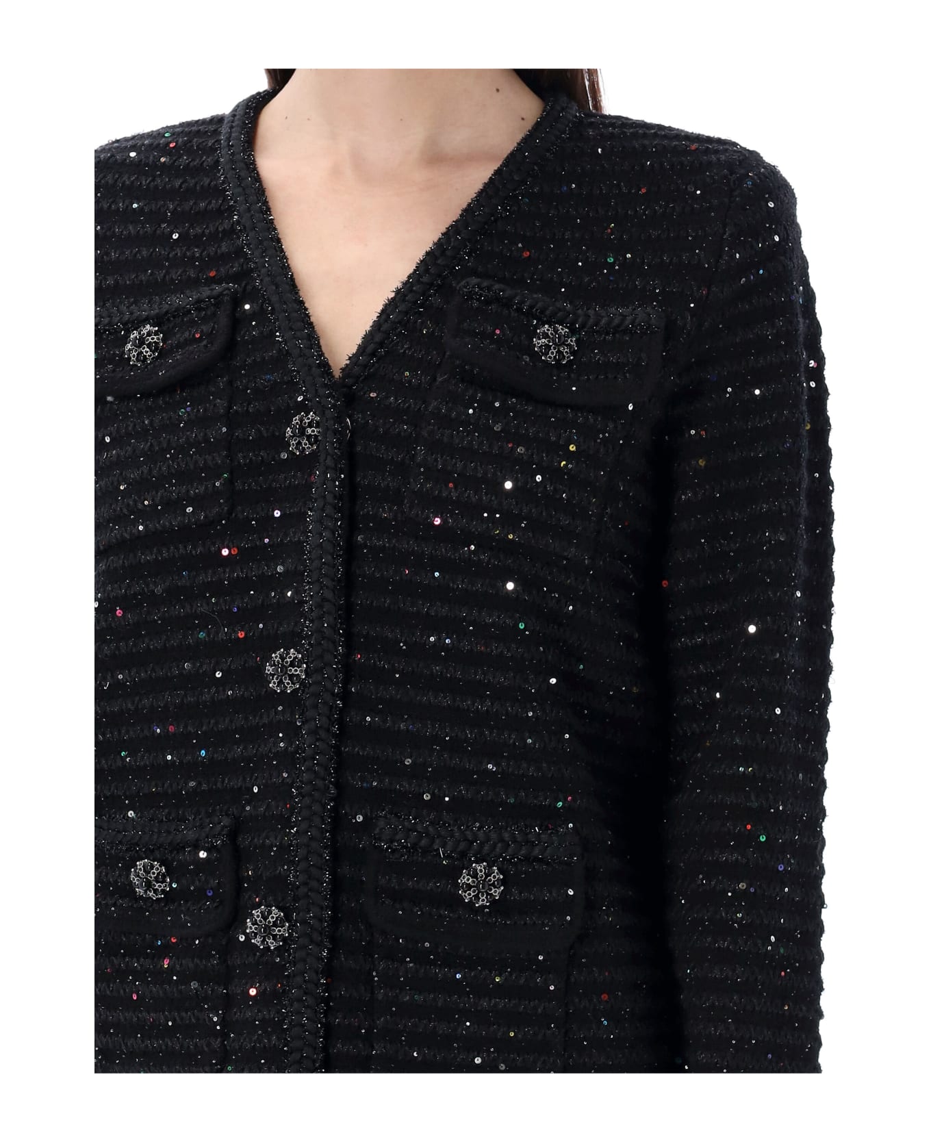 self-portrait Sequin Knit Cardigan | italist