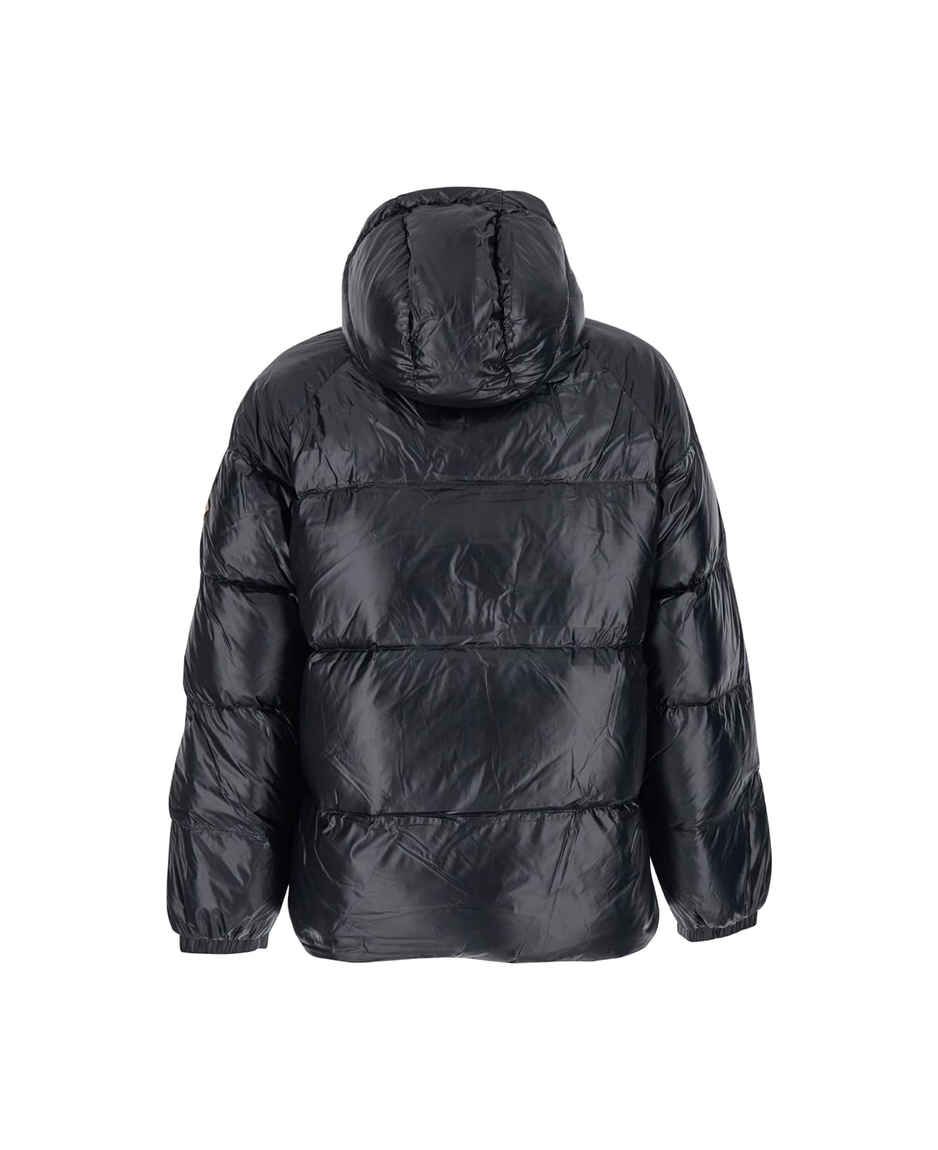 Pyrenex 'sten' Black Down Jacket With Drawstring Hood And Logo Patch On ...