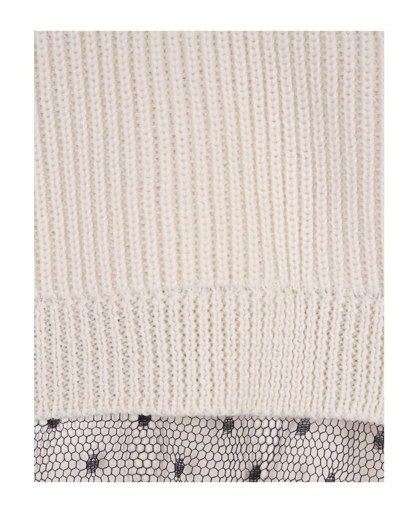 RED Valentino White Sweater With Buttons And Tulle Point D'esprit ...