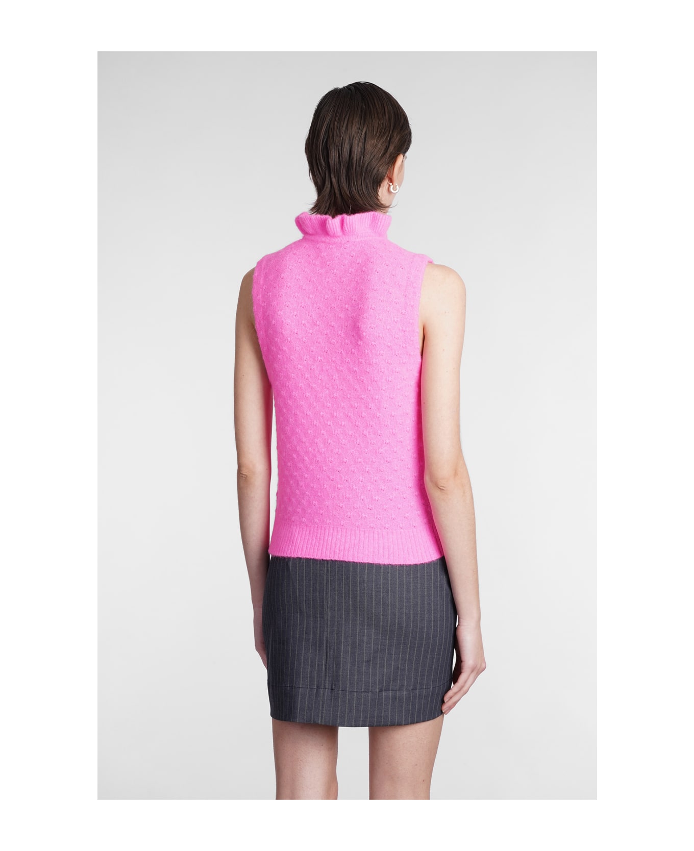 Ganni Topwear In Rose-pink Wool | italist