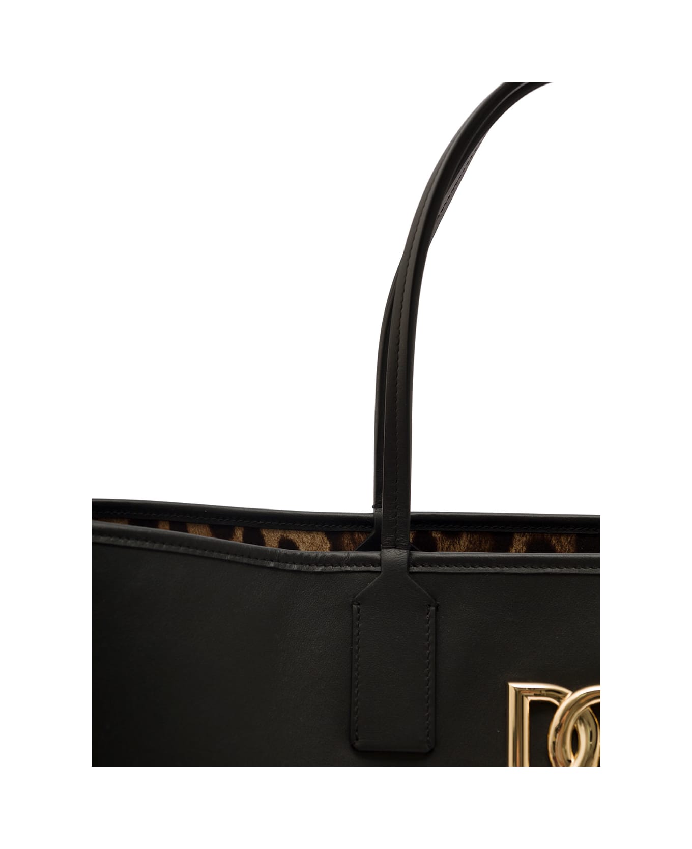 Dolce & Gabbana 'big Fefè' Black Shoulder Bag With Dg Logo In Smooth ...
