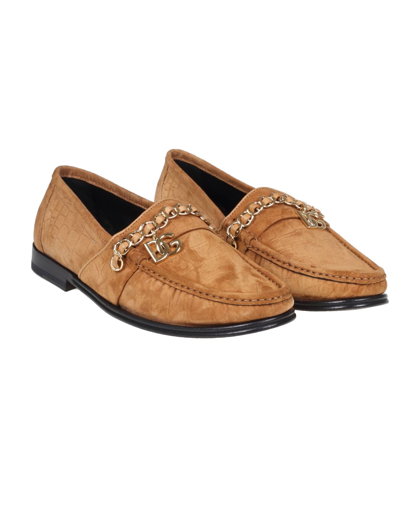Dolce & Gabbana Moccasin In Suede With Logo Pendant | italist, ALWAYS ...