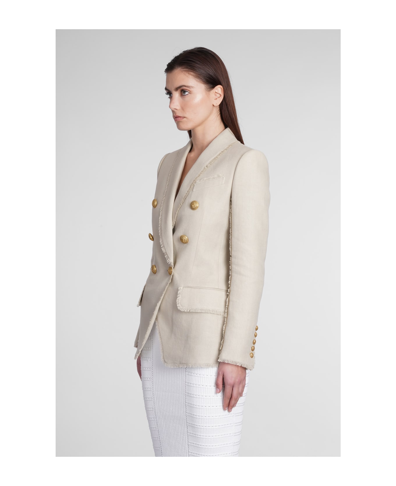 Balmain Classic Jacket In Beige Linen | italist