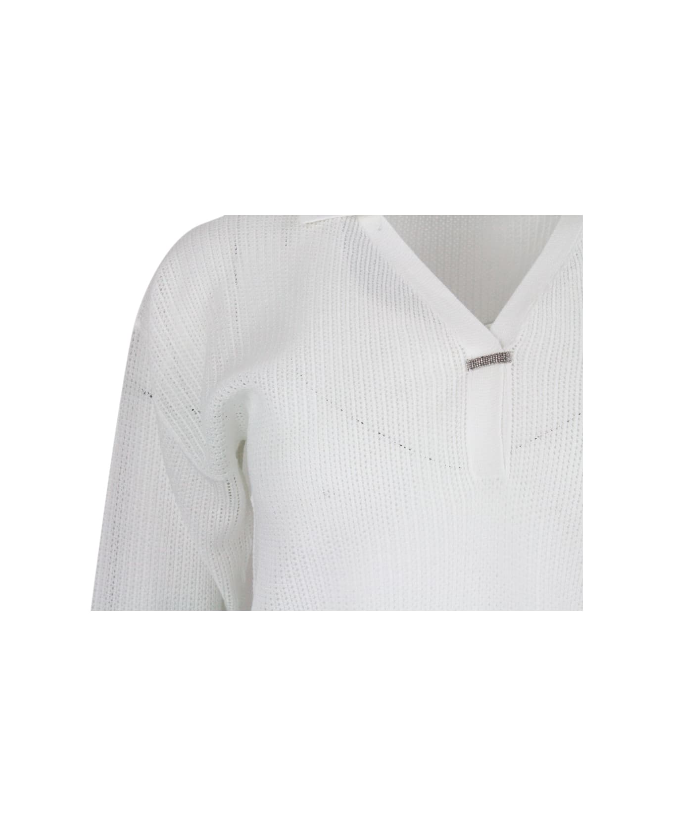 Fabiana Filippi Long-sleeved Cotton Sweater With Shirt Collar | italist ...