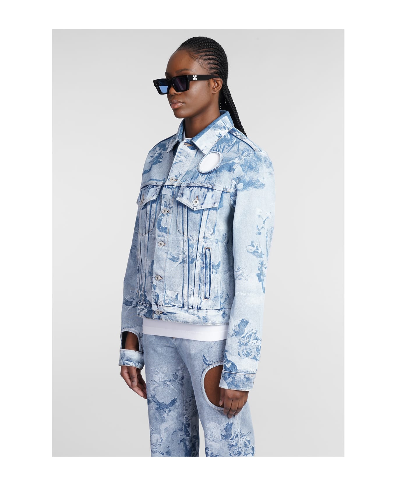 Off-White Denim Jackets In Cyan Denim | italist