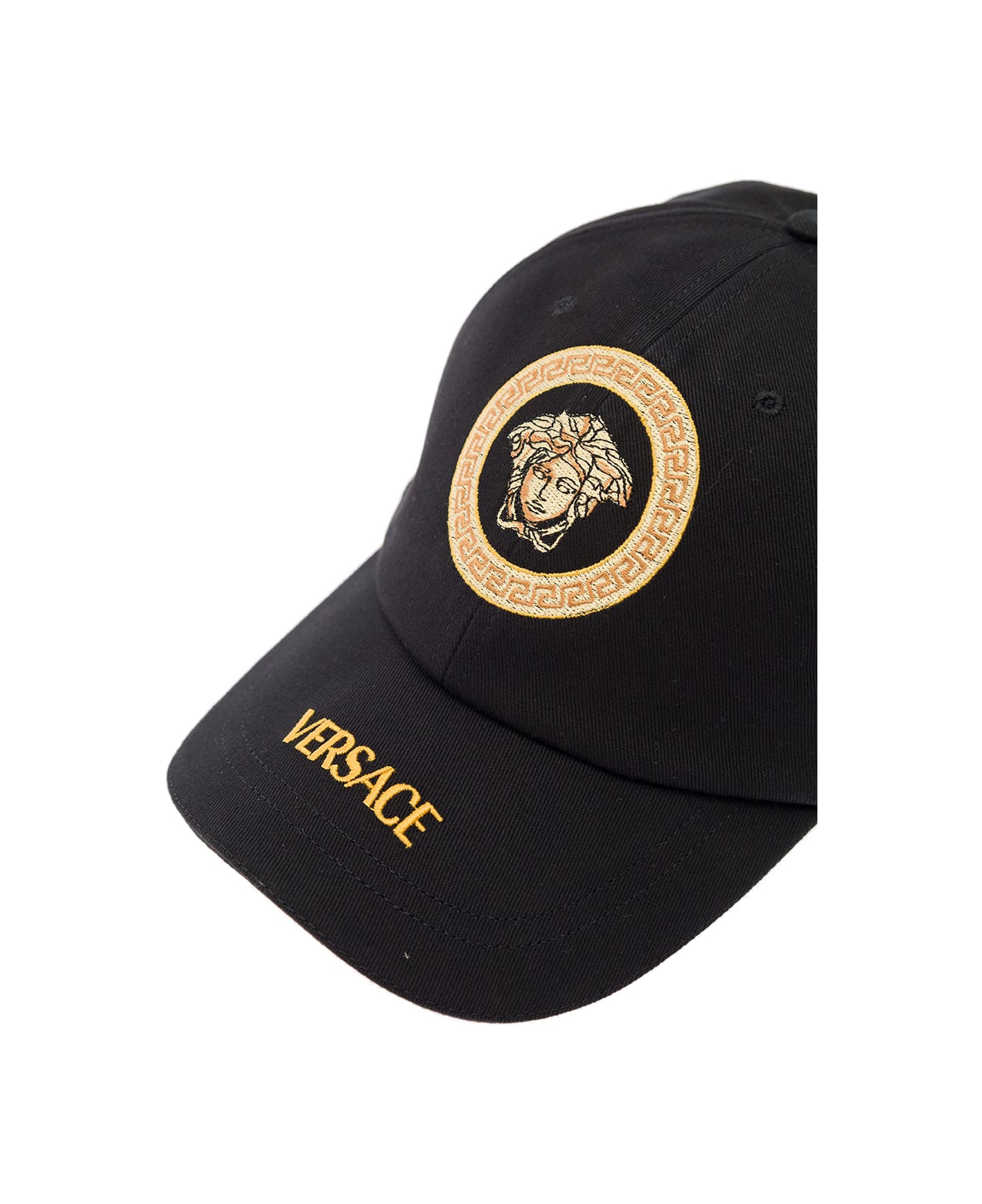 Versace Black Baseball Cap With Logo And Medusa Print In Cotton Man ...