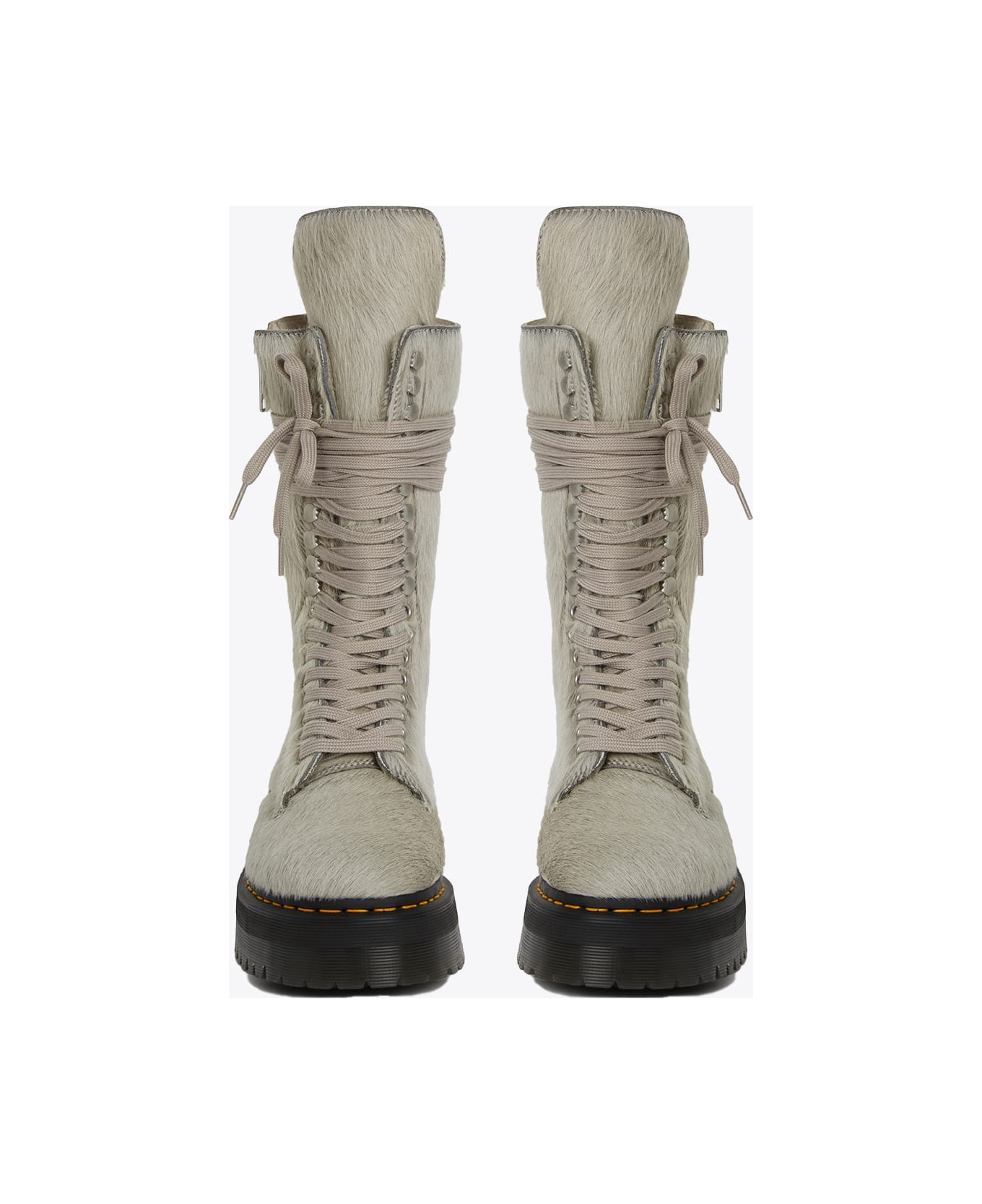 Rick Owens x Dr. Martens Quad Sole Calf Length Boot Light grey pony ...