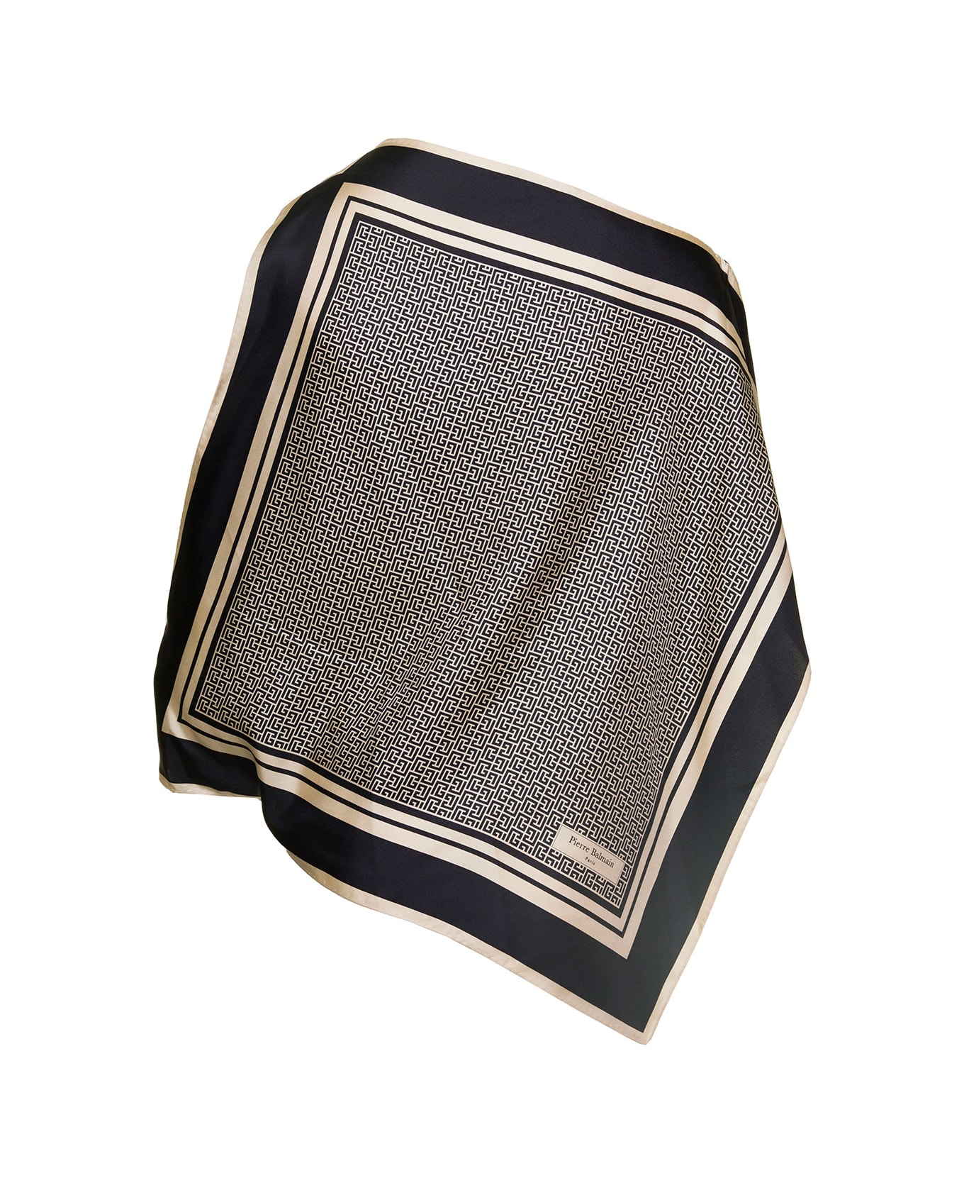 Balmain Multicolor Asymmetric Scarf Top With All-over Monogram Print In ...