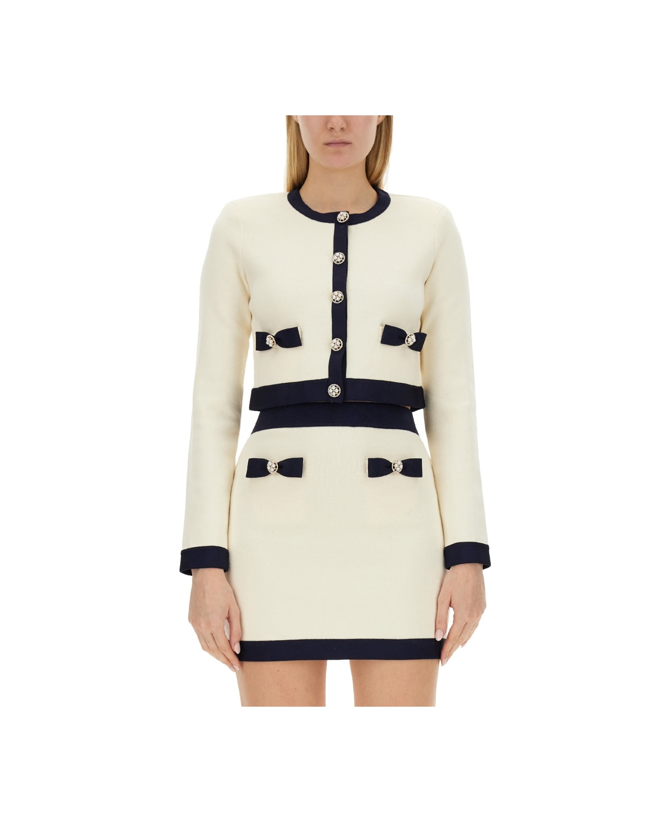 self-portrait Cropped Sweater With Bow | italist