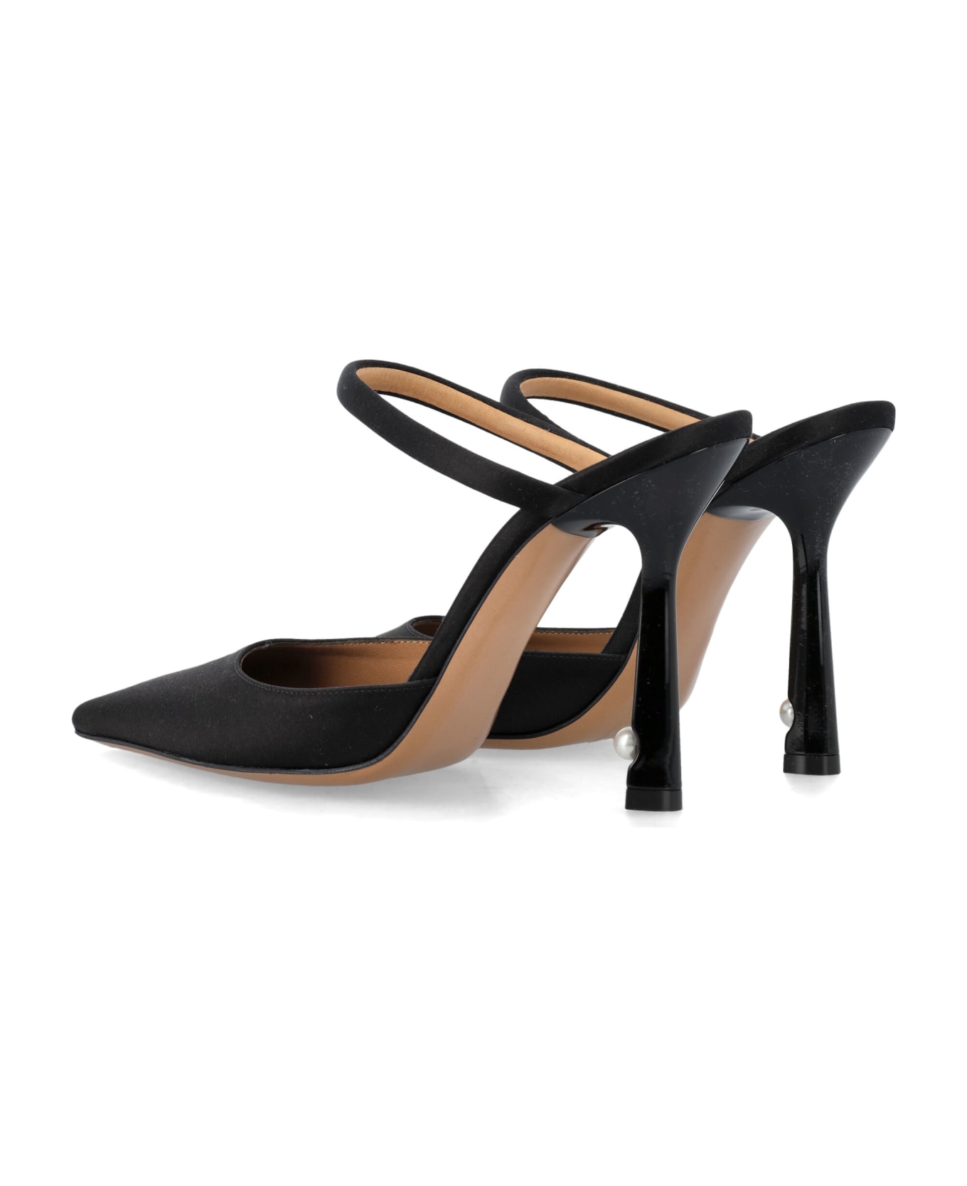 Off-White Pearl Satin High Pointed Mule | italist