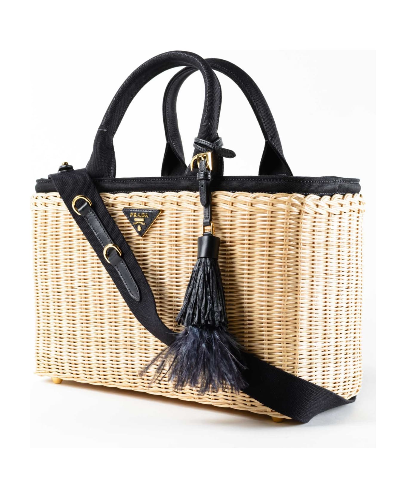 Prada Midollino+canapa Wicker Handbag | italist