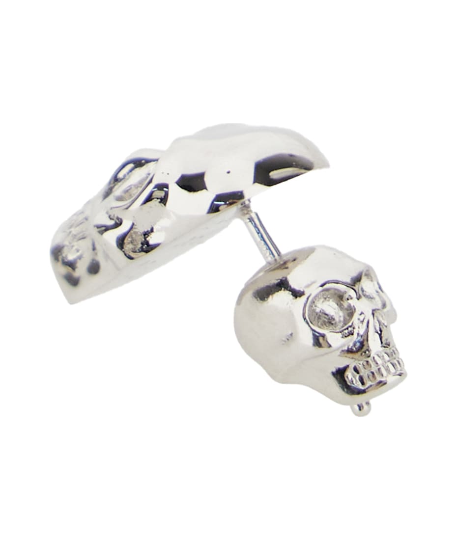 Alexander McQueen Silver Colored Earring With Skull In Polished Brass Man italist ALWAYS LIKE A SALE