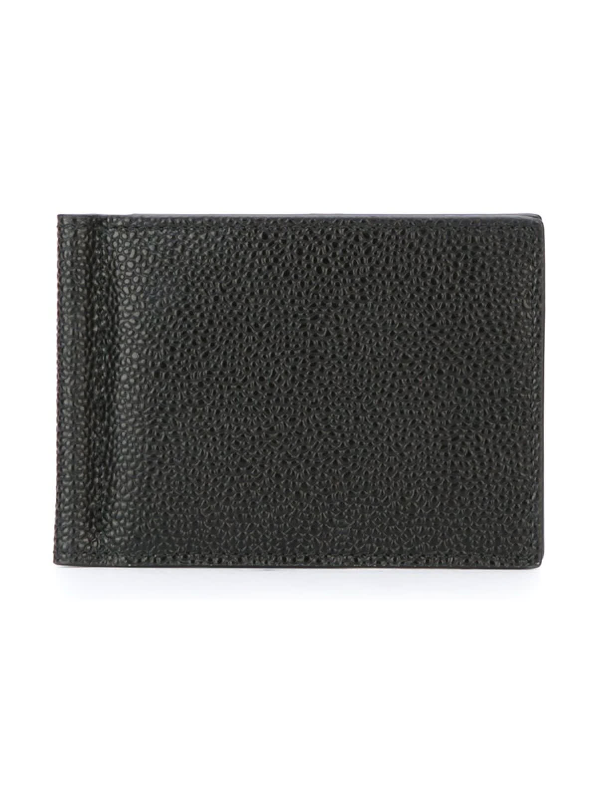Thom Browne Money Clip Wallet In Pebble Grain Leather In Black | ModeSens