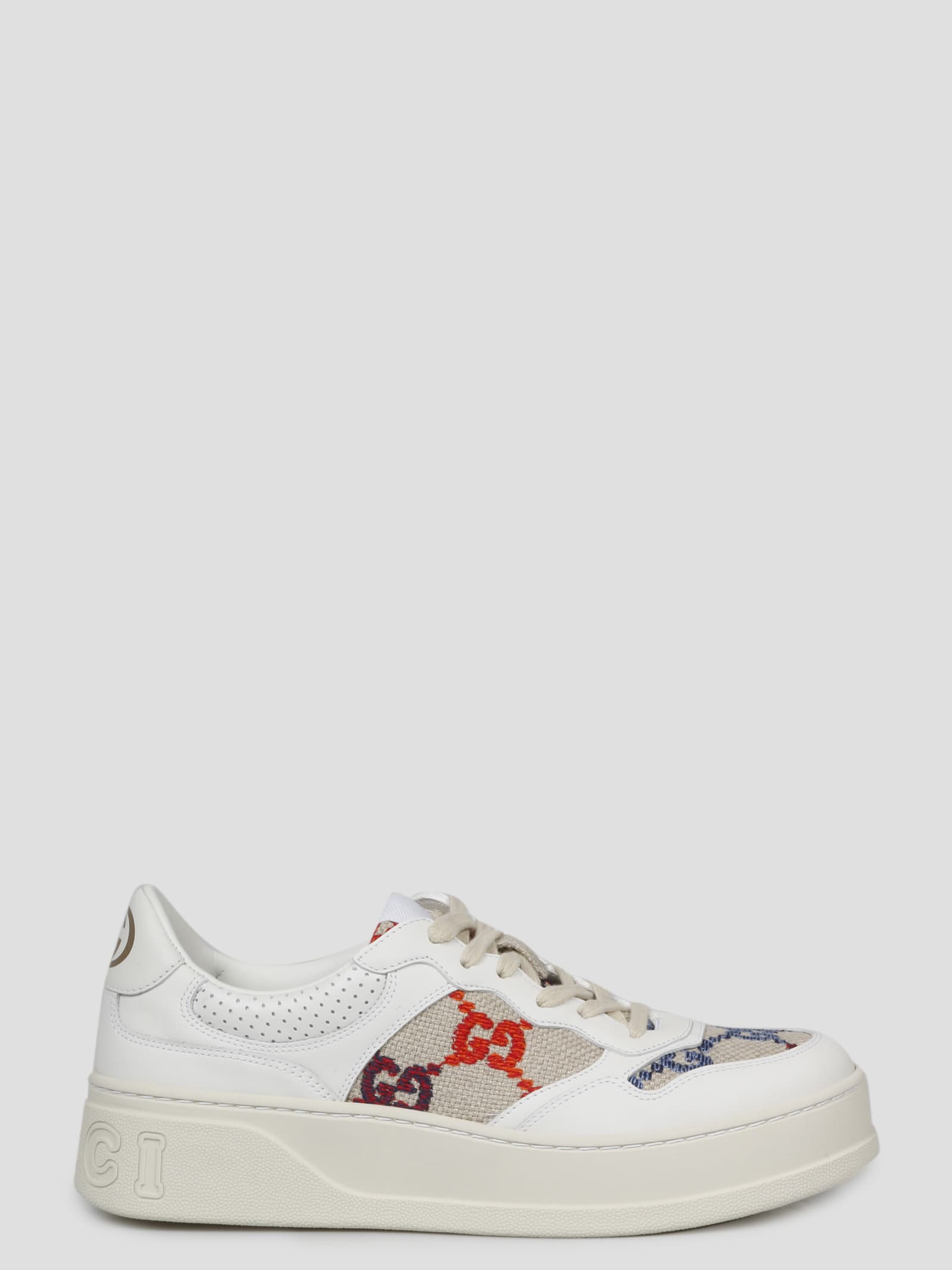 Gucci Gg-jacquard Leather Trainers In White | ModeSens