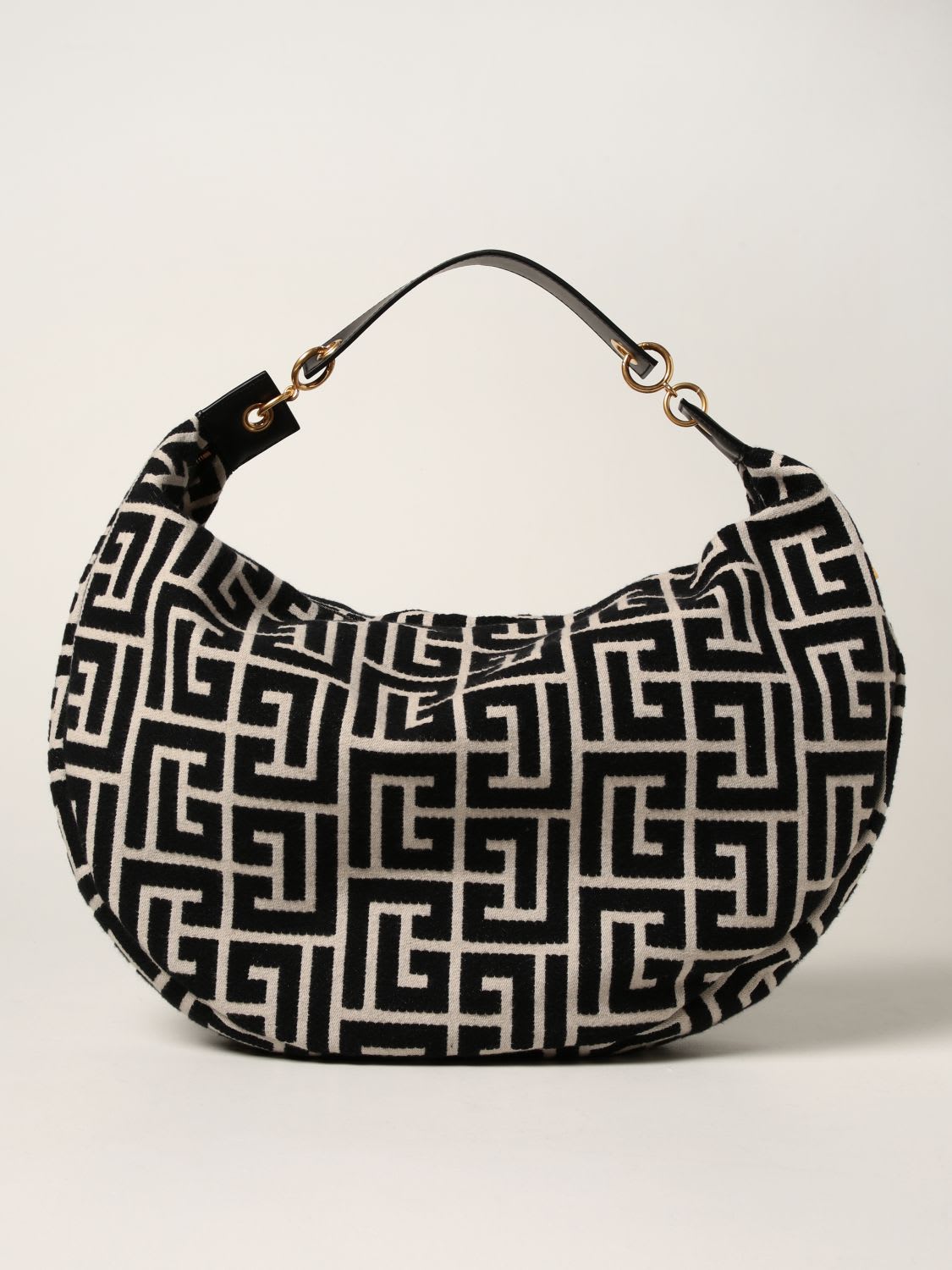 Balmain Black And White Monogram Shoulder Bag | ModeSens