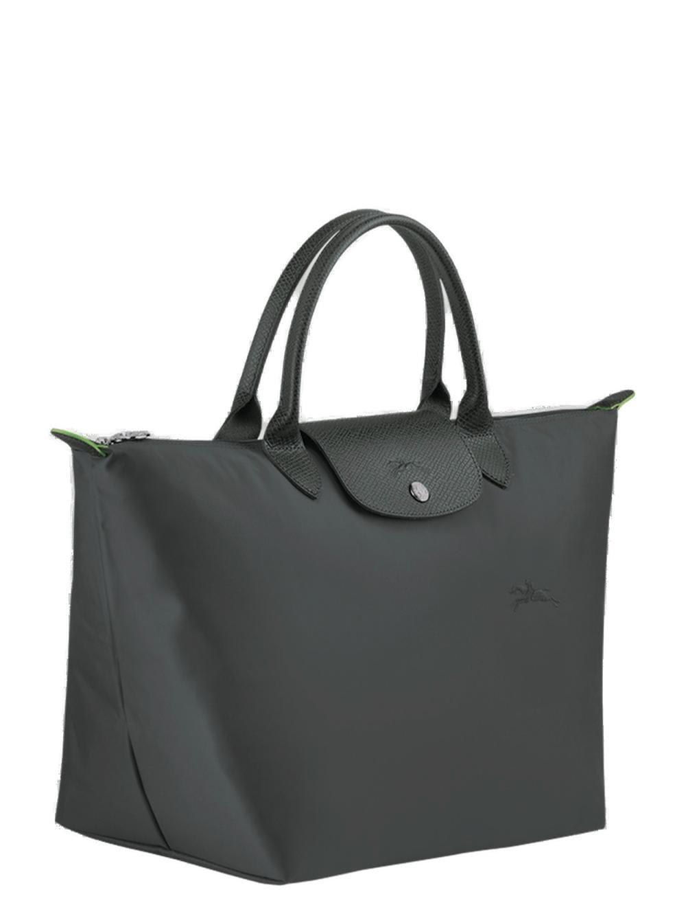 Longchamp Le Pliage Logo Embroidered Medium Tote Bag In Grey | ModeSens