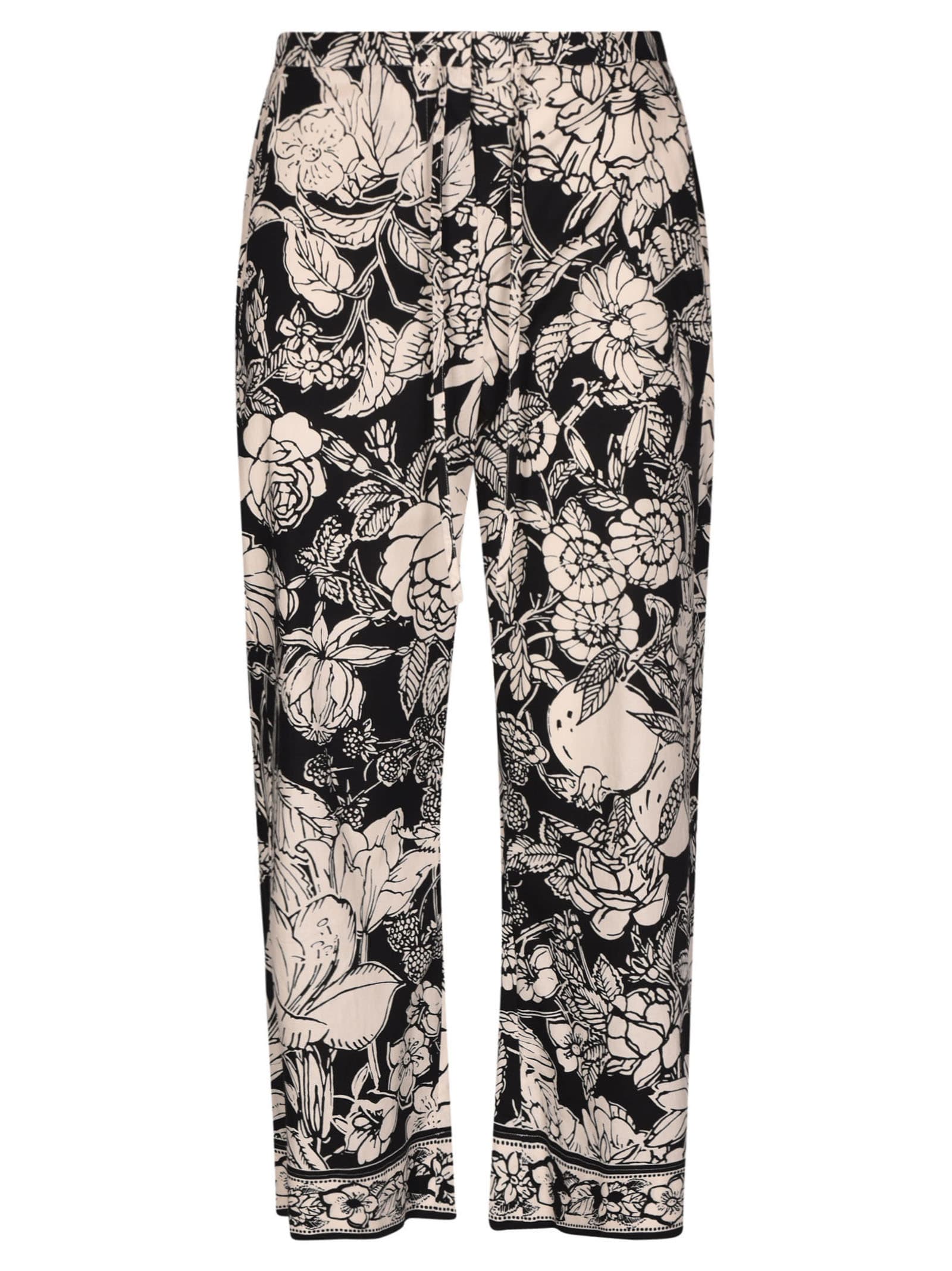 Max Mara The Cube Straight Leg Floral Print Trousers In White/black ...
