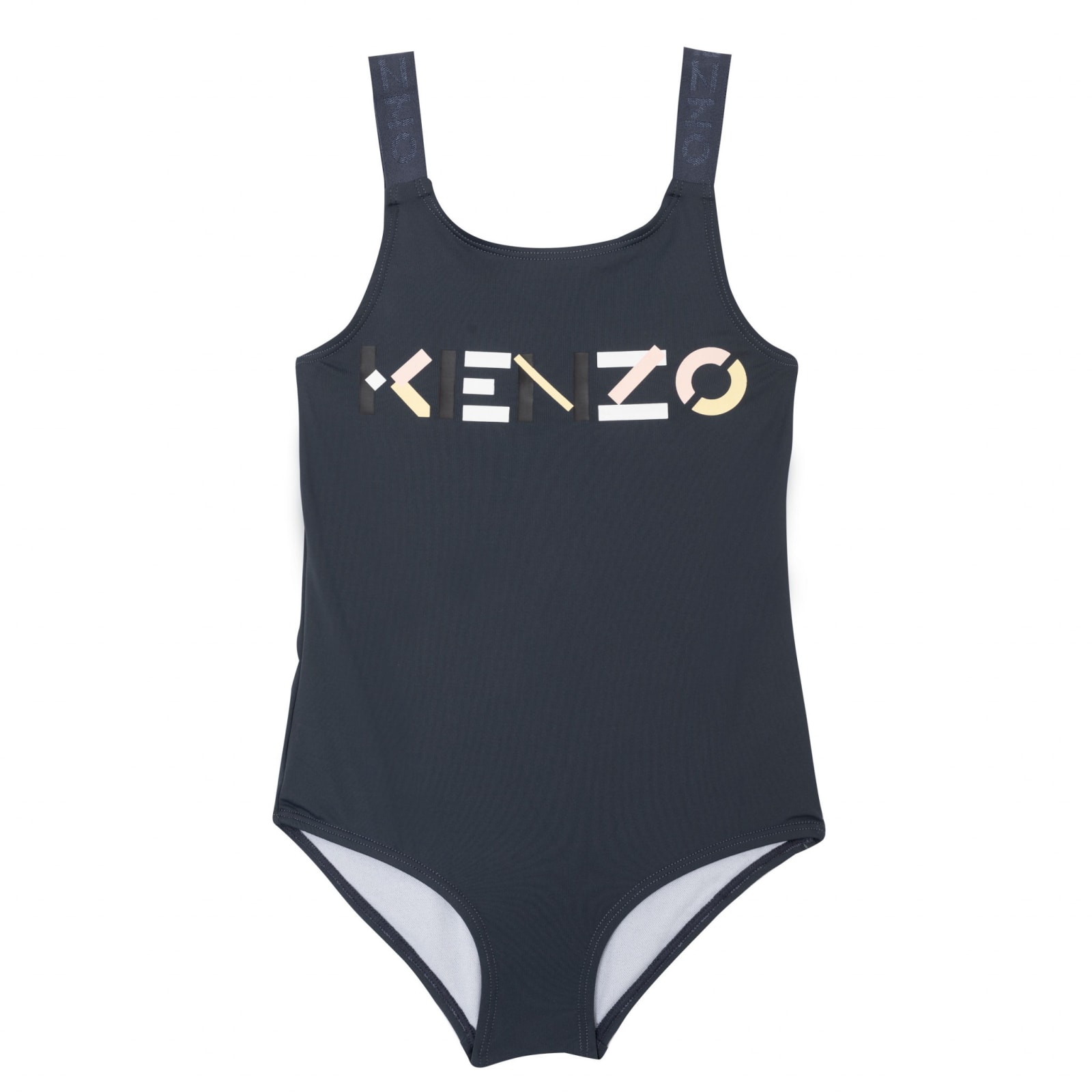 Kenzo Kids' Girl's Logo Typographic One-piece Swimsuit In Anthracite ...