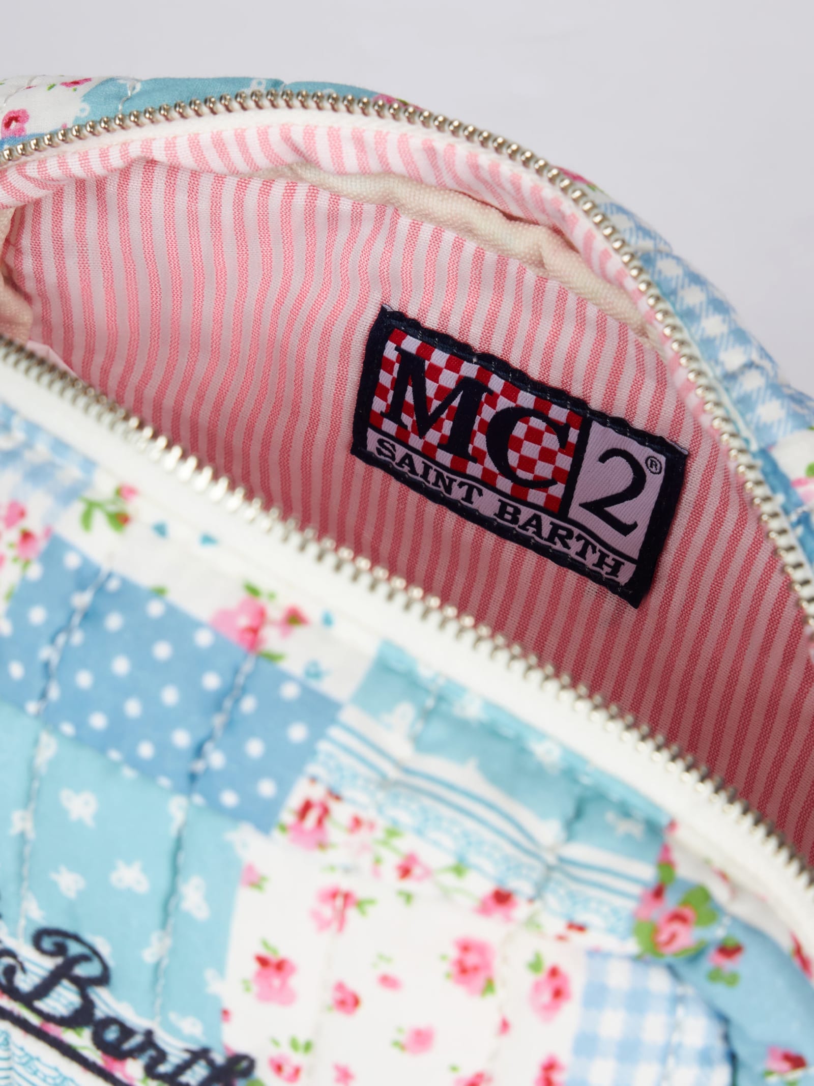 Mc2 Saint Barth Light Blue Flower Quilted Soft Pouch In Sky | ModeSens