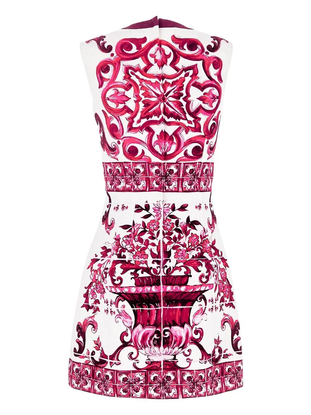 Dolce And Gabbana Majolica Print Brocade Mini Dress Women Cela Vogue